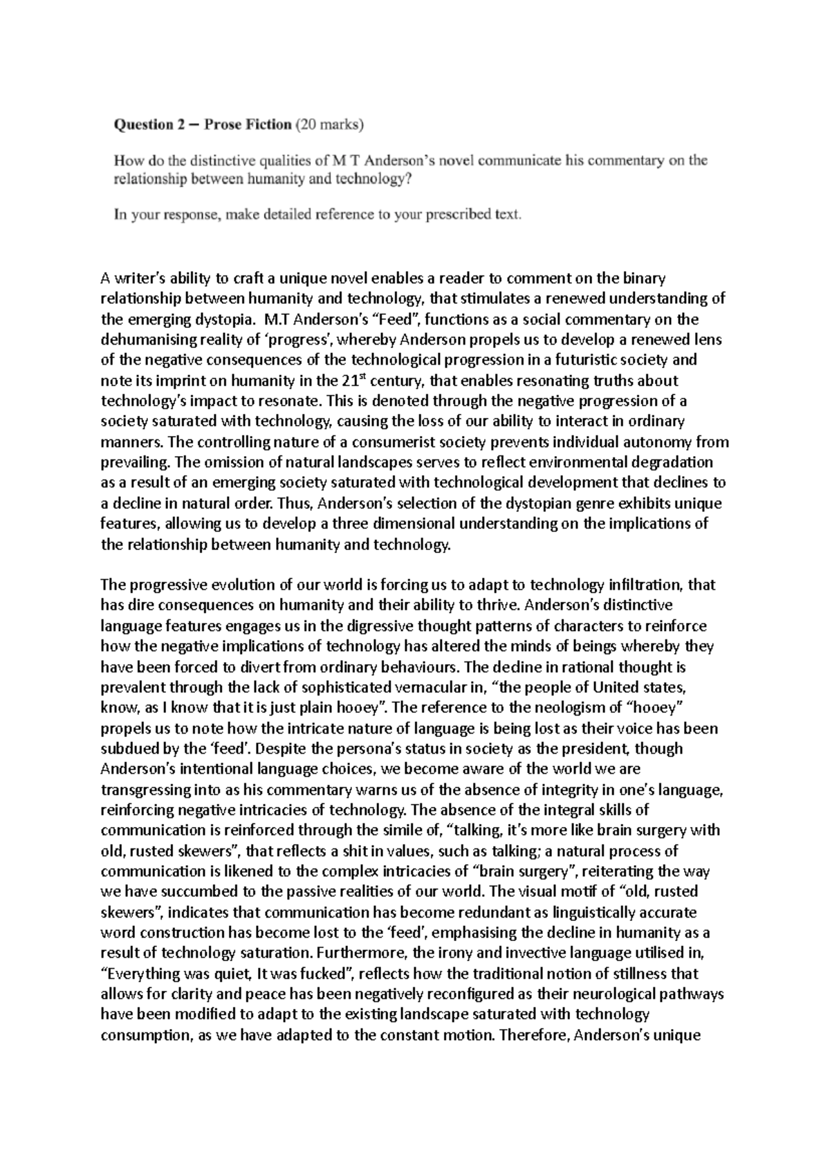 Essay on "Feed" by M.T. Anderson: The Dystopia of Technological ...