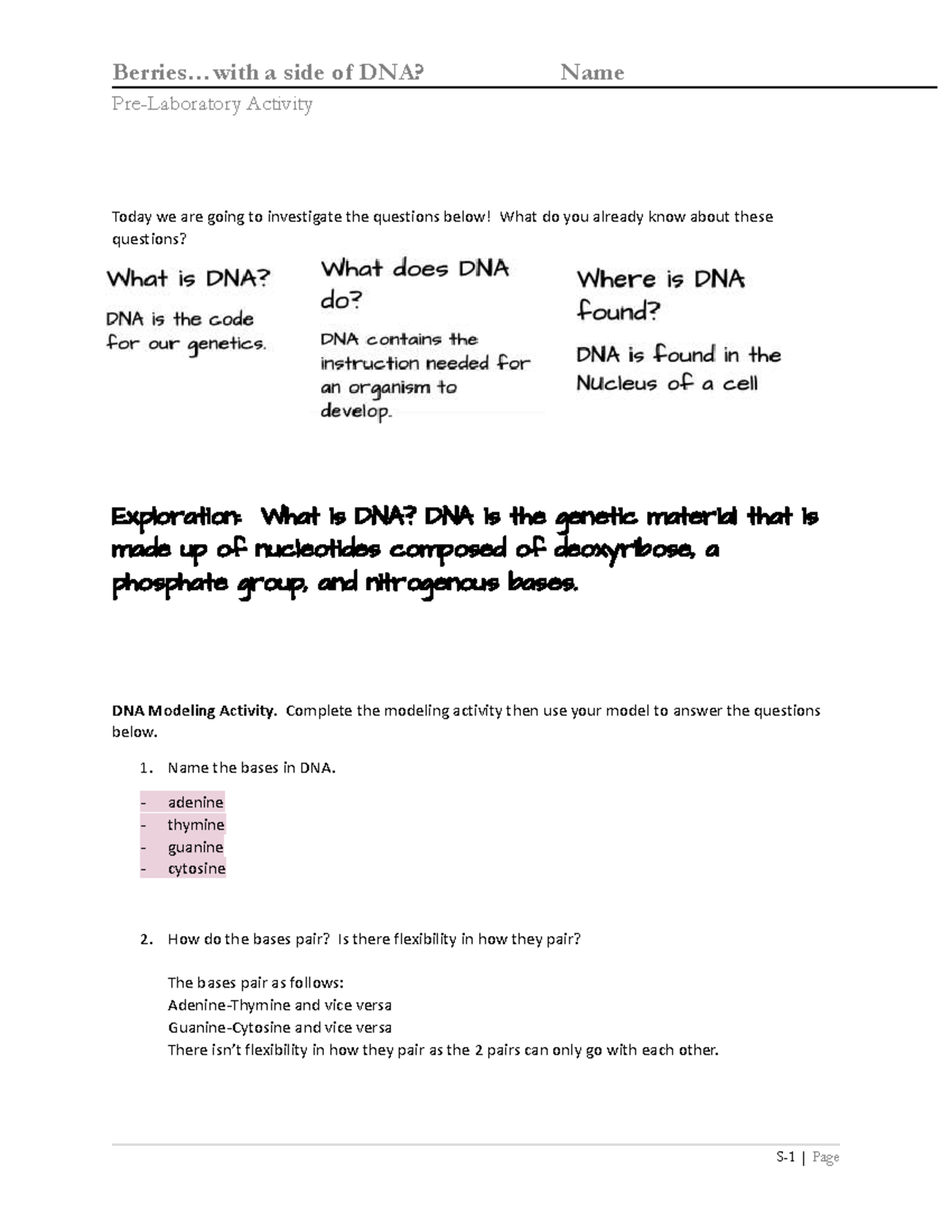 2024 MDLL HS Final Exam: Berries DNA Extraction Activity Guide - Studocu