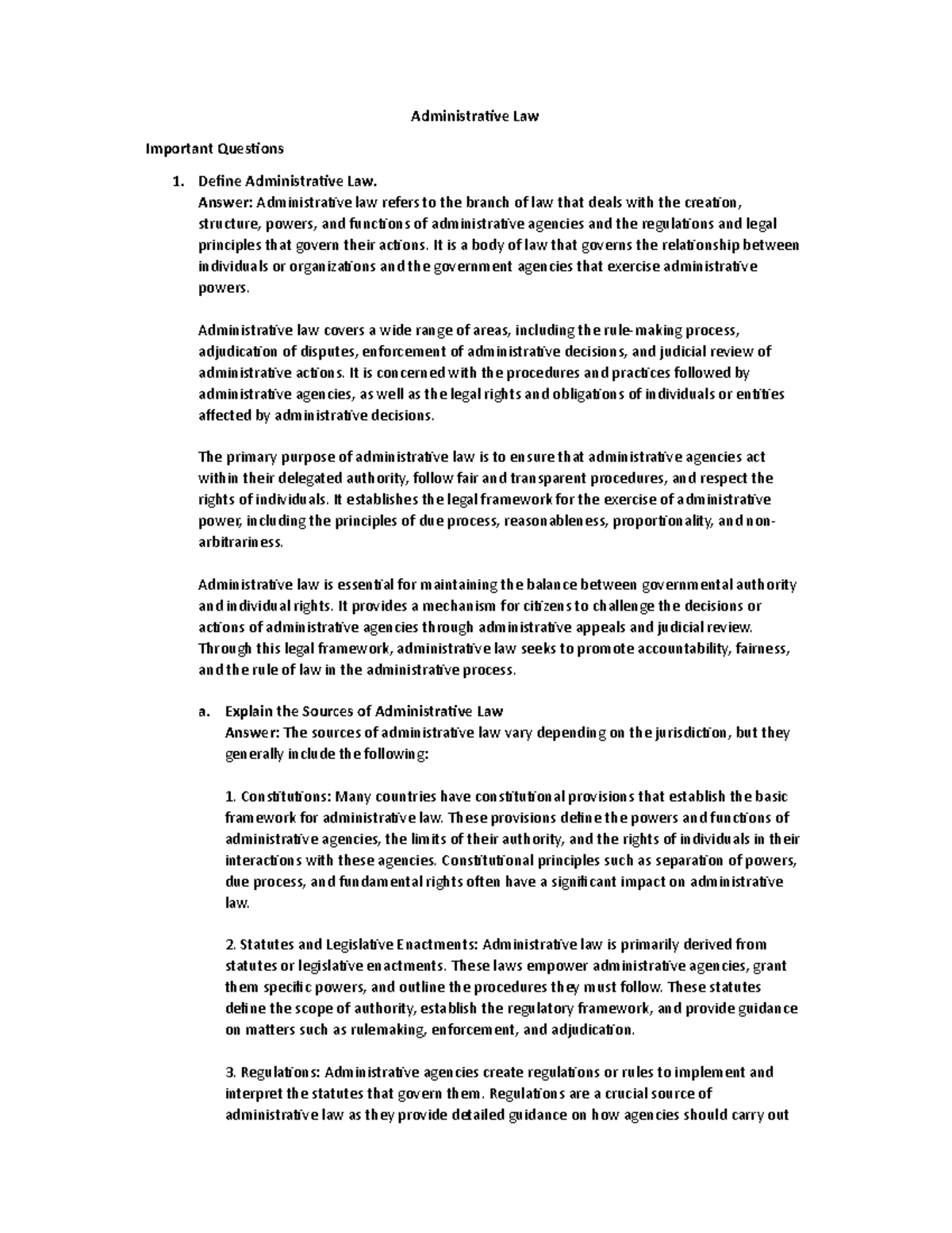 Administrative Law: Key Principles & Growth Analysis (Course Code 4 ...