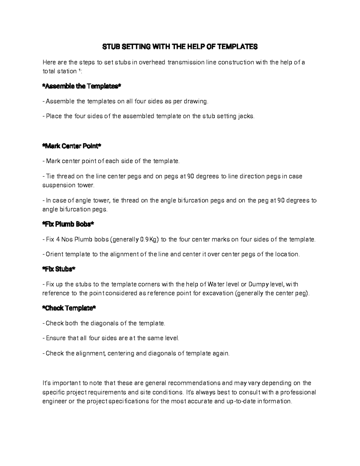 STUB Setting Process for Overhead Transmission Lines: Steps & Tips ...