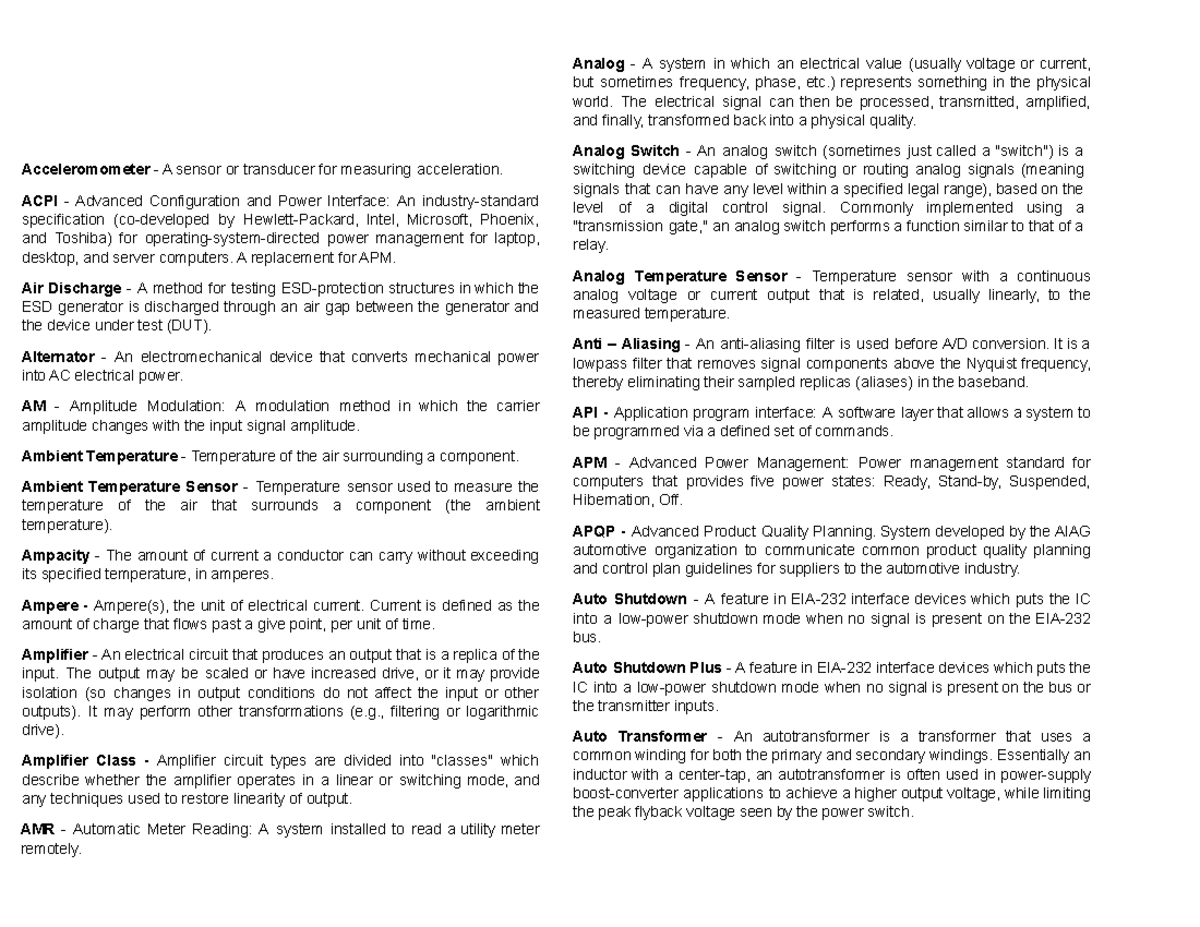 Electronics Project - Key Terms Glossary for Engineering Essentials ...