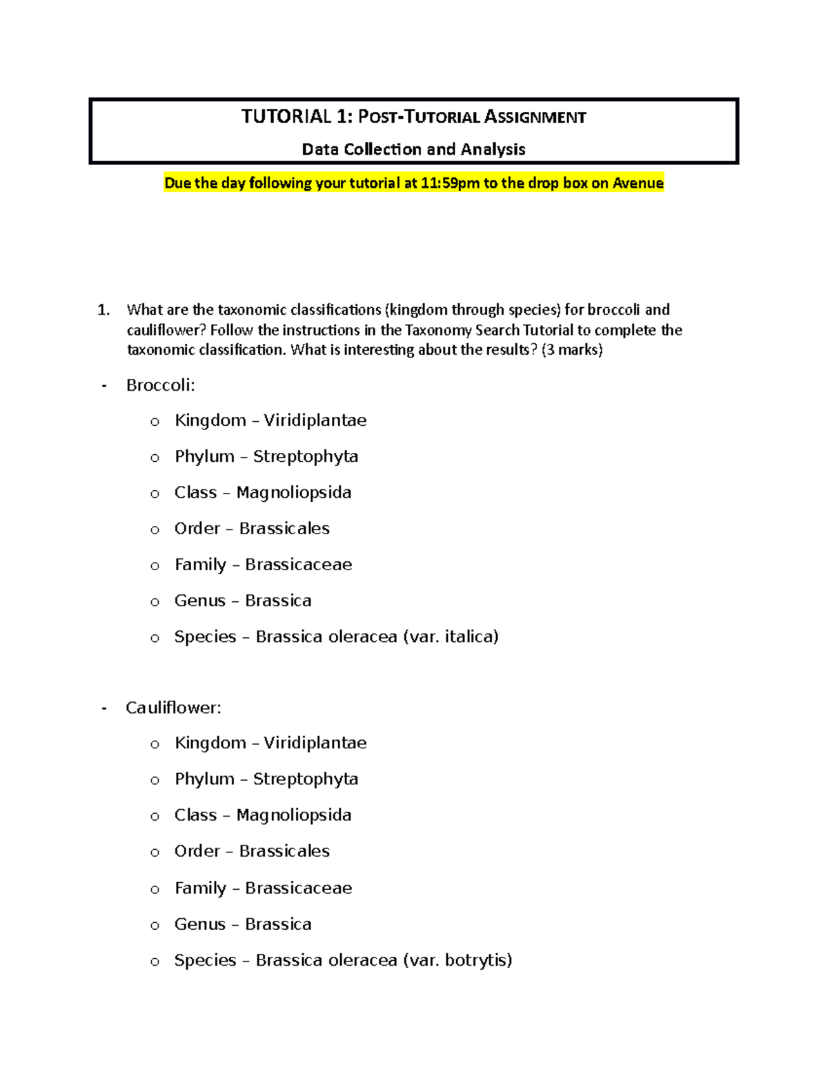 Tutorial 1 Data Collection and Analysis Assignment - W23 - TUTORIAL 1: POST-TUTORIAL ASSIGNMENT ...