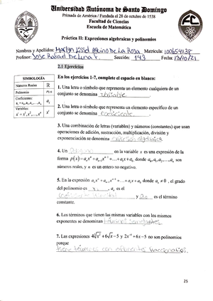 Práctica 1 del manual de matemáticas - Matemática Básica - Studocu