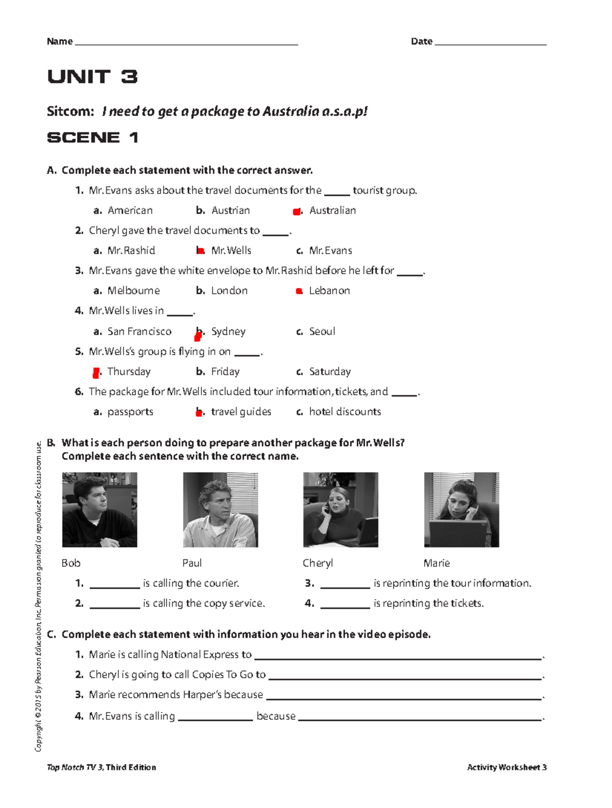 TN3-UNIT 03 TV Activity Worksheets: Sitcom Package Planning - Studocu