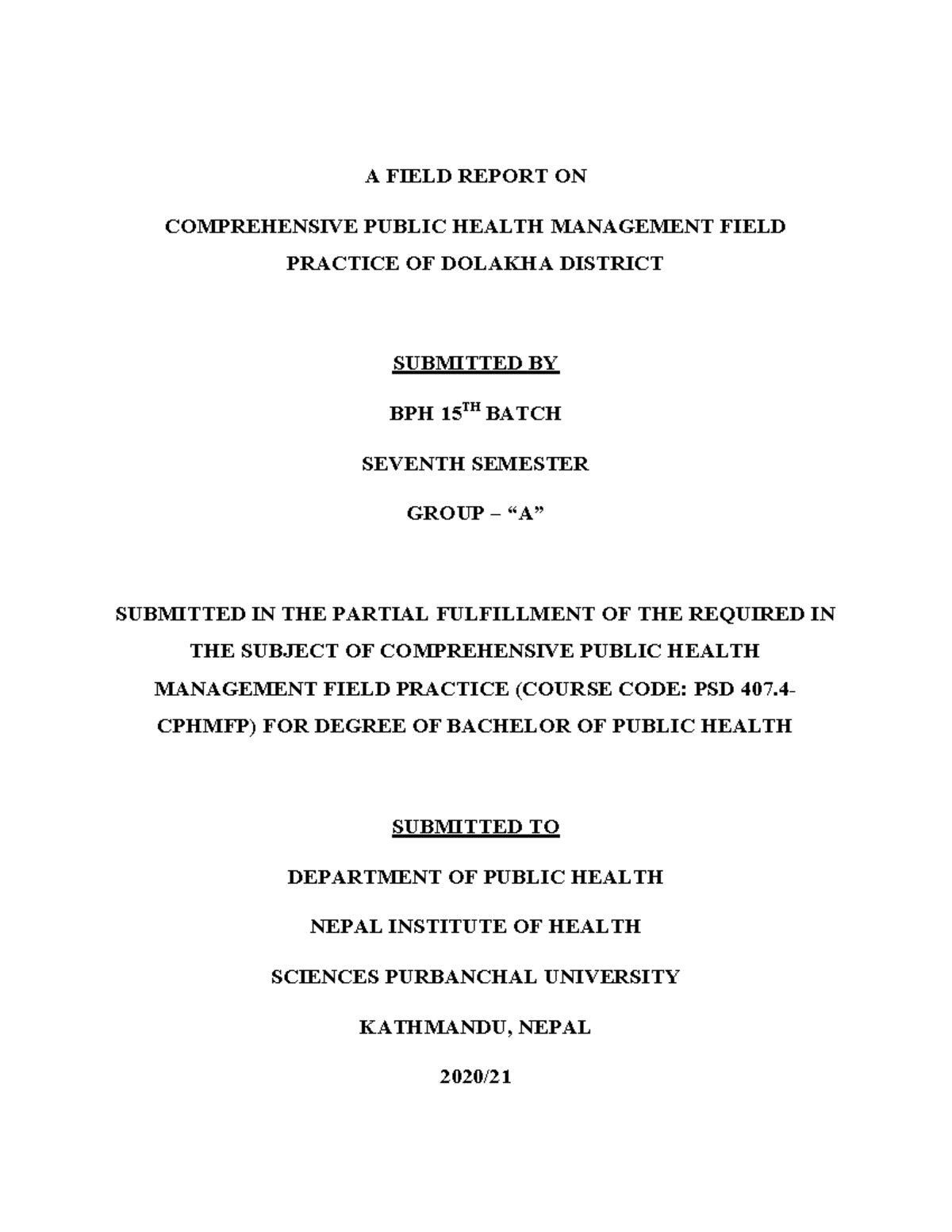 Field Report on Comprehensive Public Health Management Practice in ...