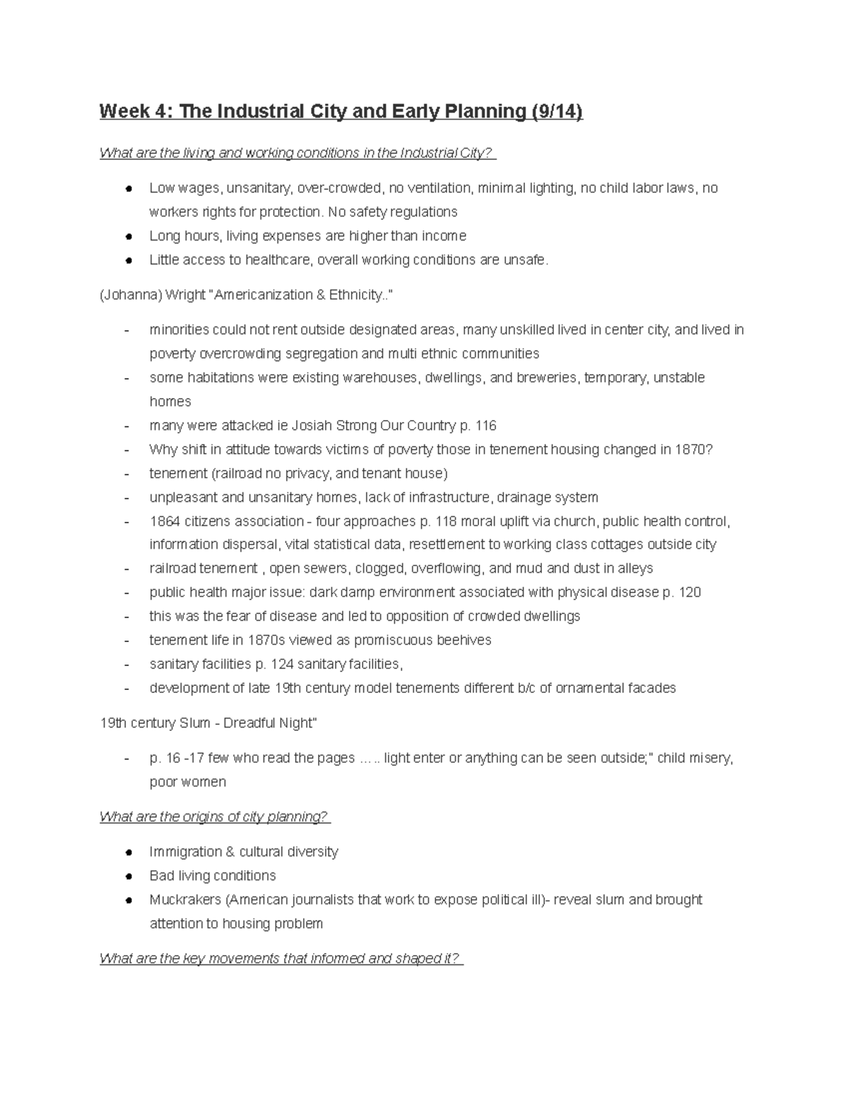 City Planning Group Study Reading Notes - Week 4: The Industrial City ...