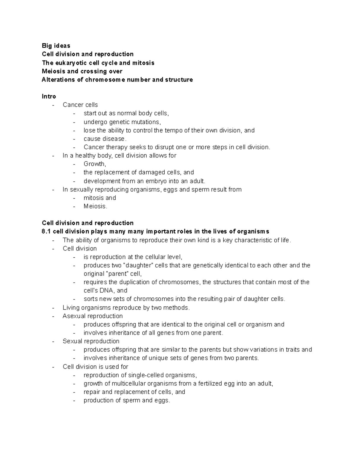 Chapter 8: Cellular Basis of Reproduction & Inheritance Insights - Studocu