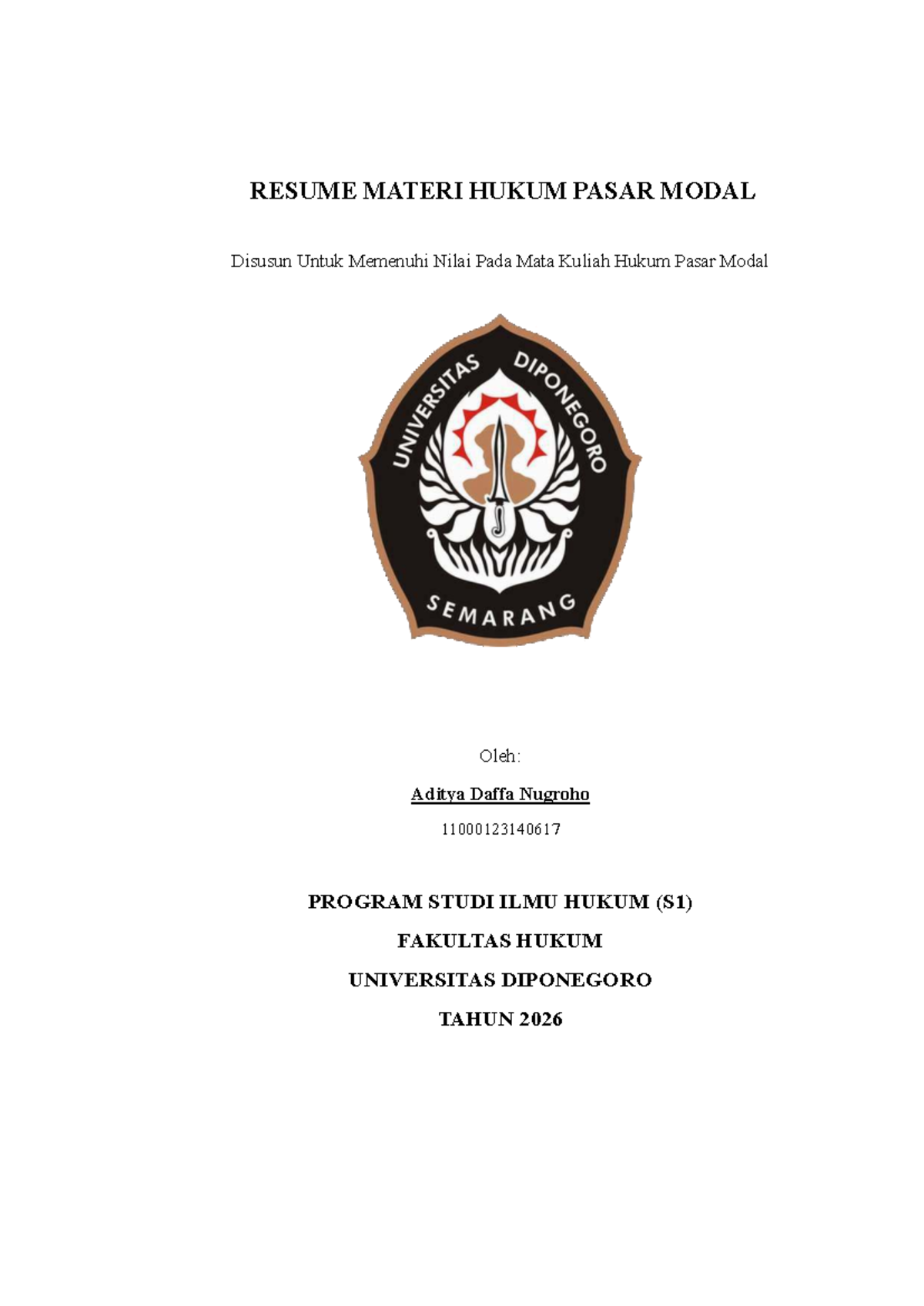 Resume Materi Hukum Pasar Modal (HPM 2026) oleh Aditya Daffa Nugroho ...