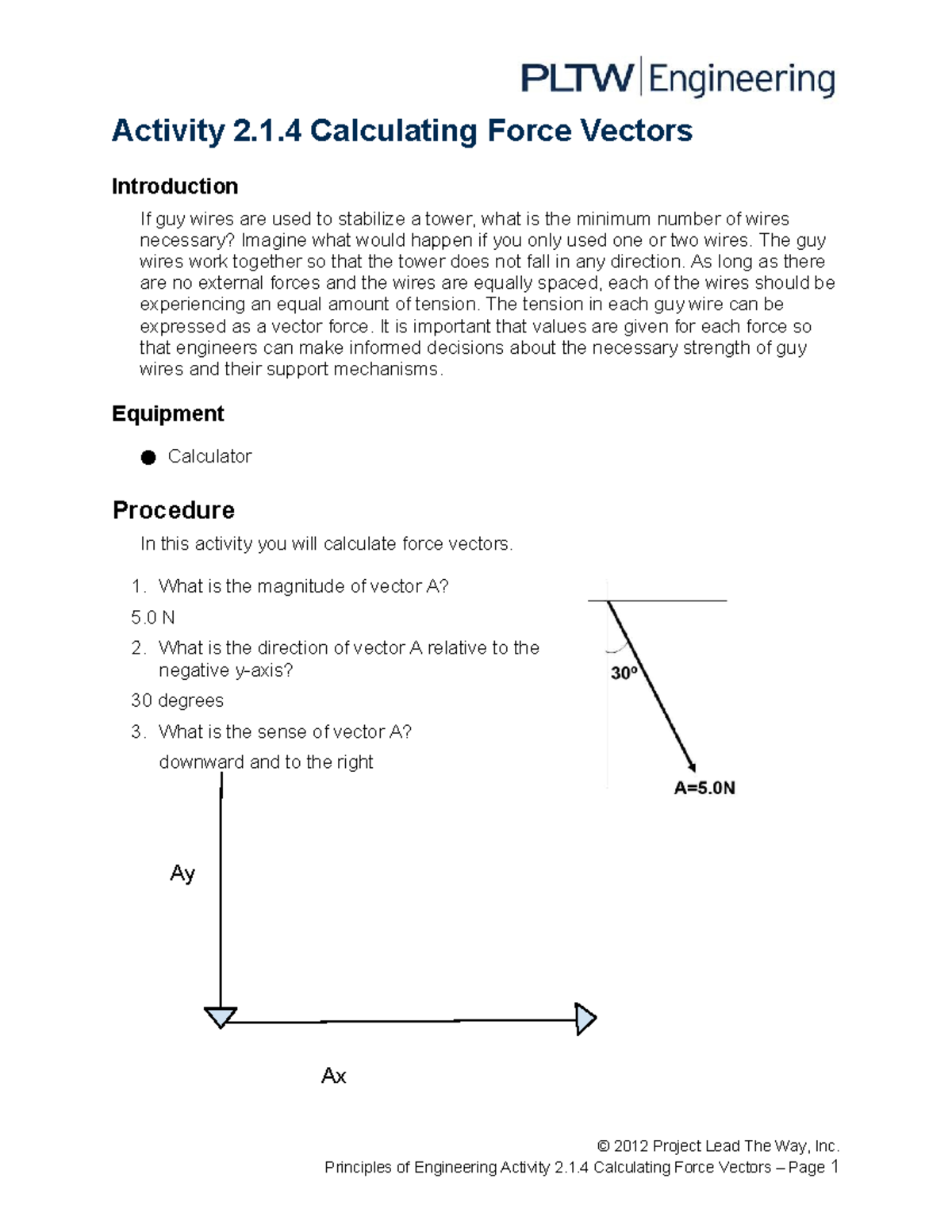 2.1.4.A Final Exam: Calculating Force Vectors and Tension Analysis ...
