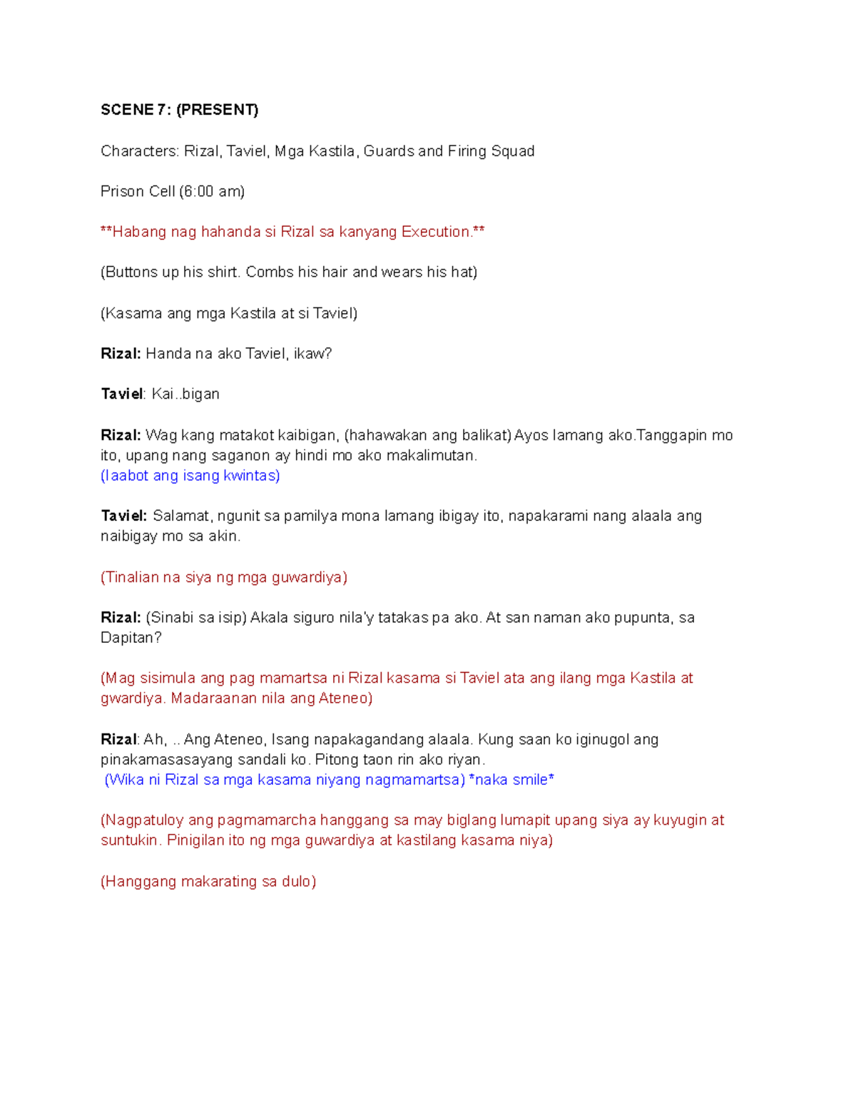 Scene 7 (Present) - Rizal's Final Moments Script Roleplay - Studocu