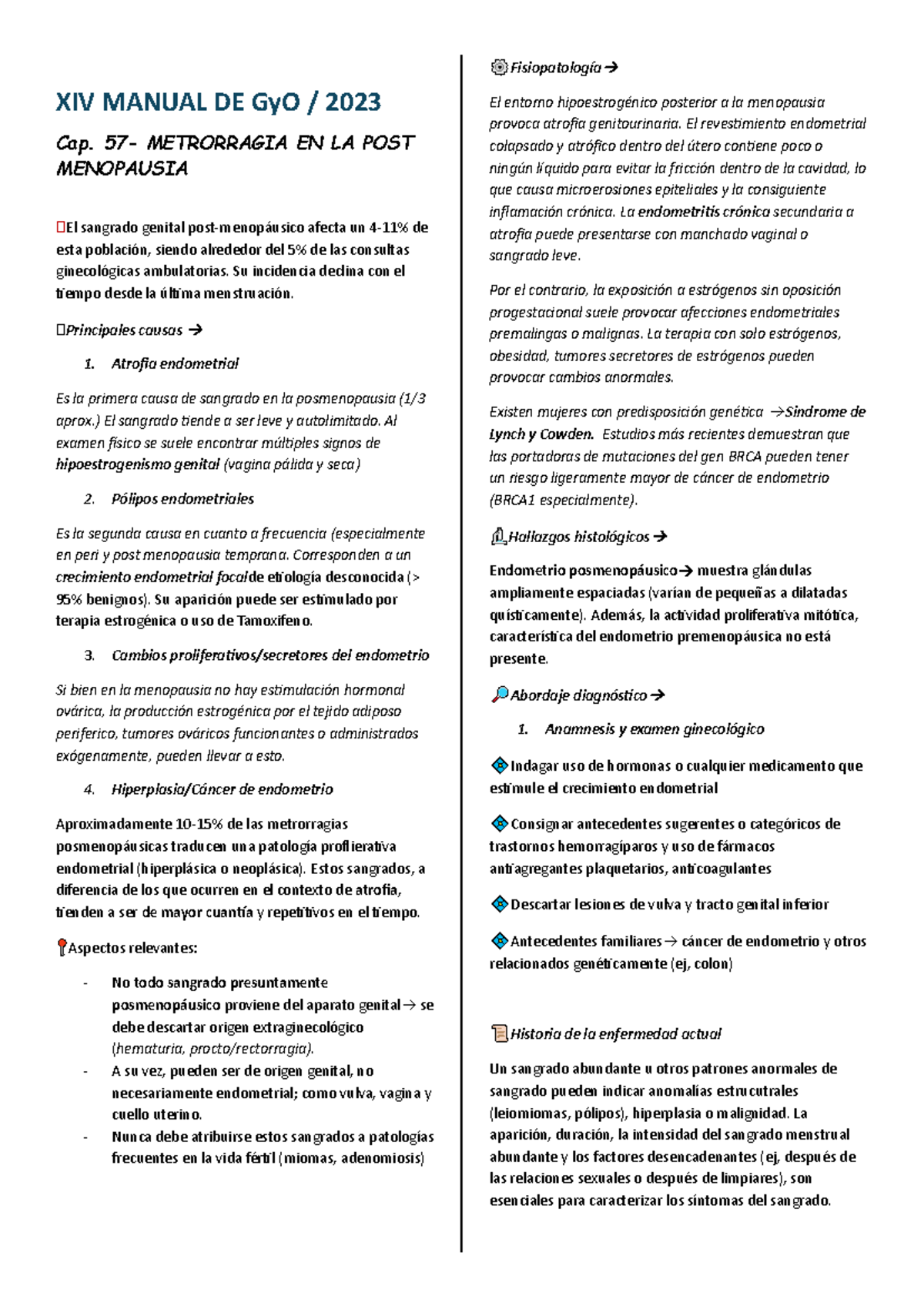 XIV MANUAL DE GyO 2023: Metrorragia en la Postmenopausia y Cáncer de ...