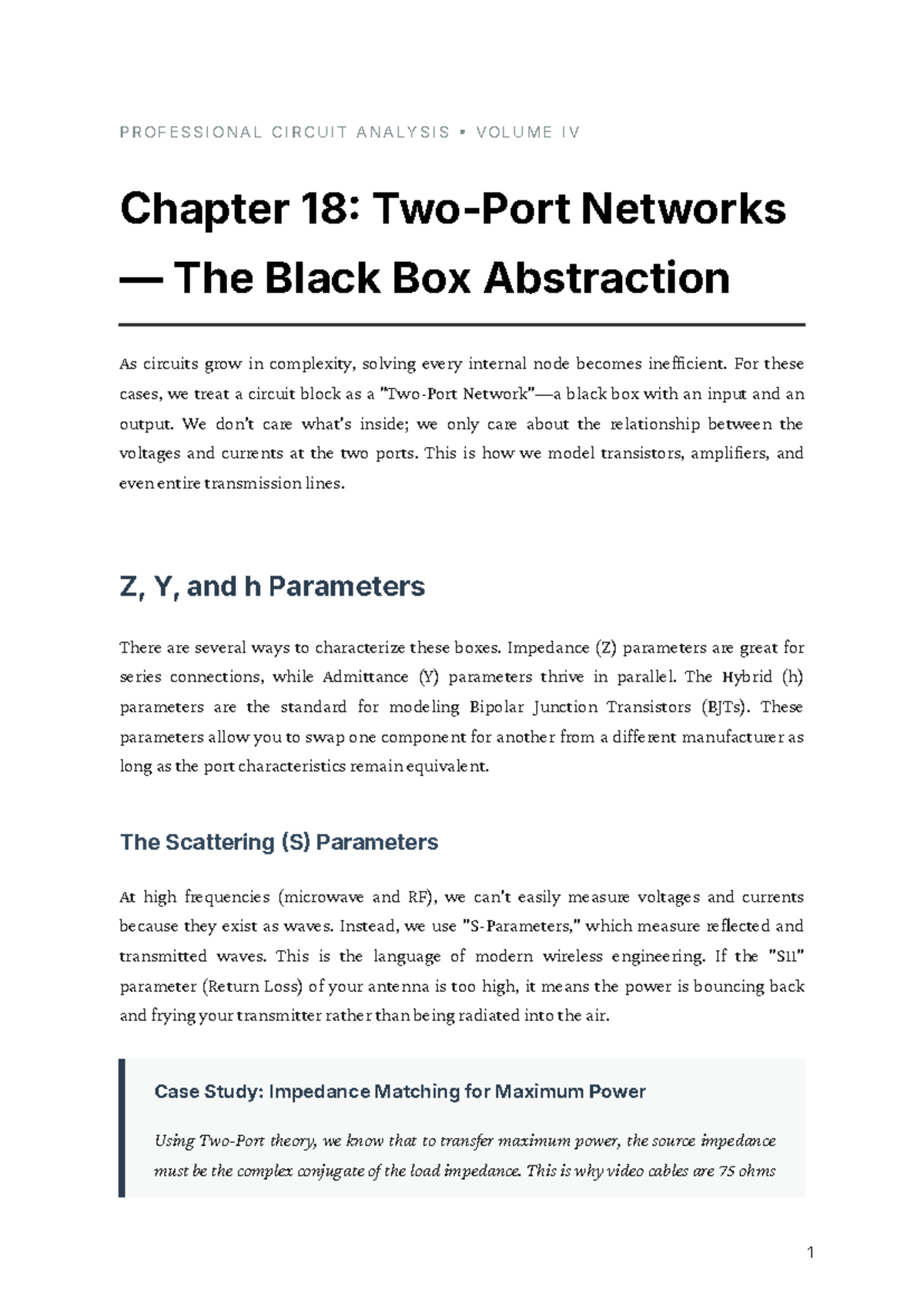 PROFESSIONAL CIRCUIT ANALYSIS VOLUME IV: Chapter 18 - Black Box ...