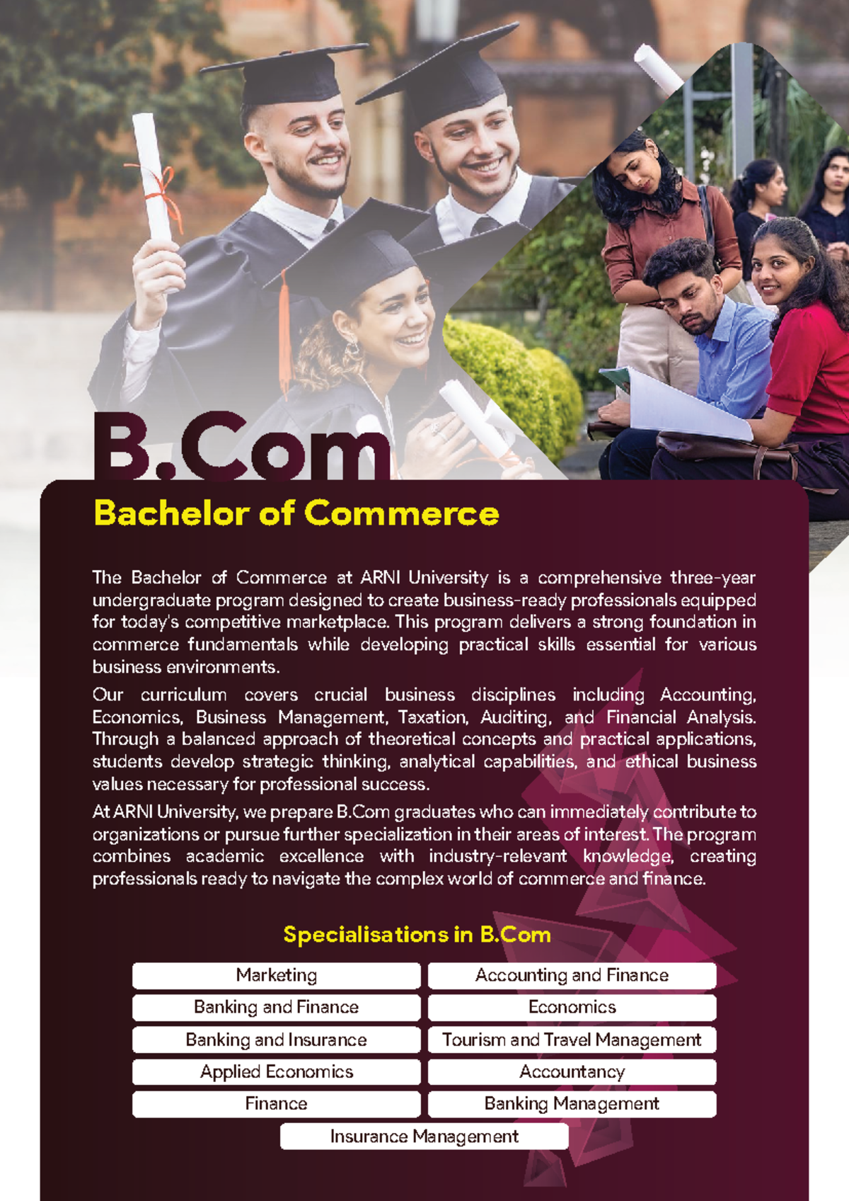 Bachelor of Commerce Overview - ARNI University BCOM Program - Studocu