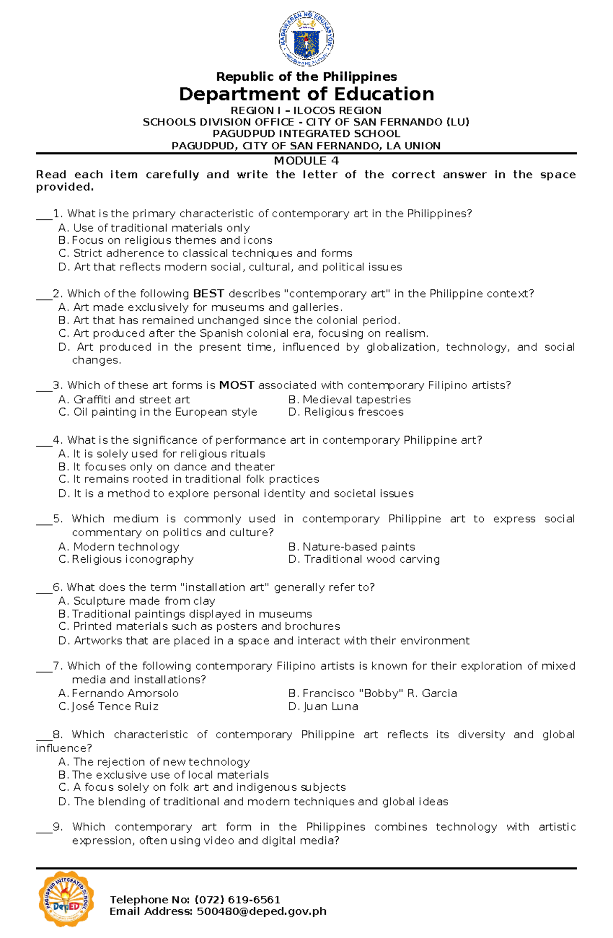 CPAR- Module-4 - uahshhs - Telephone No: (072) 619- Department of ...