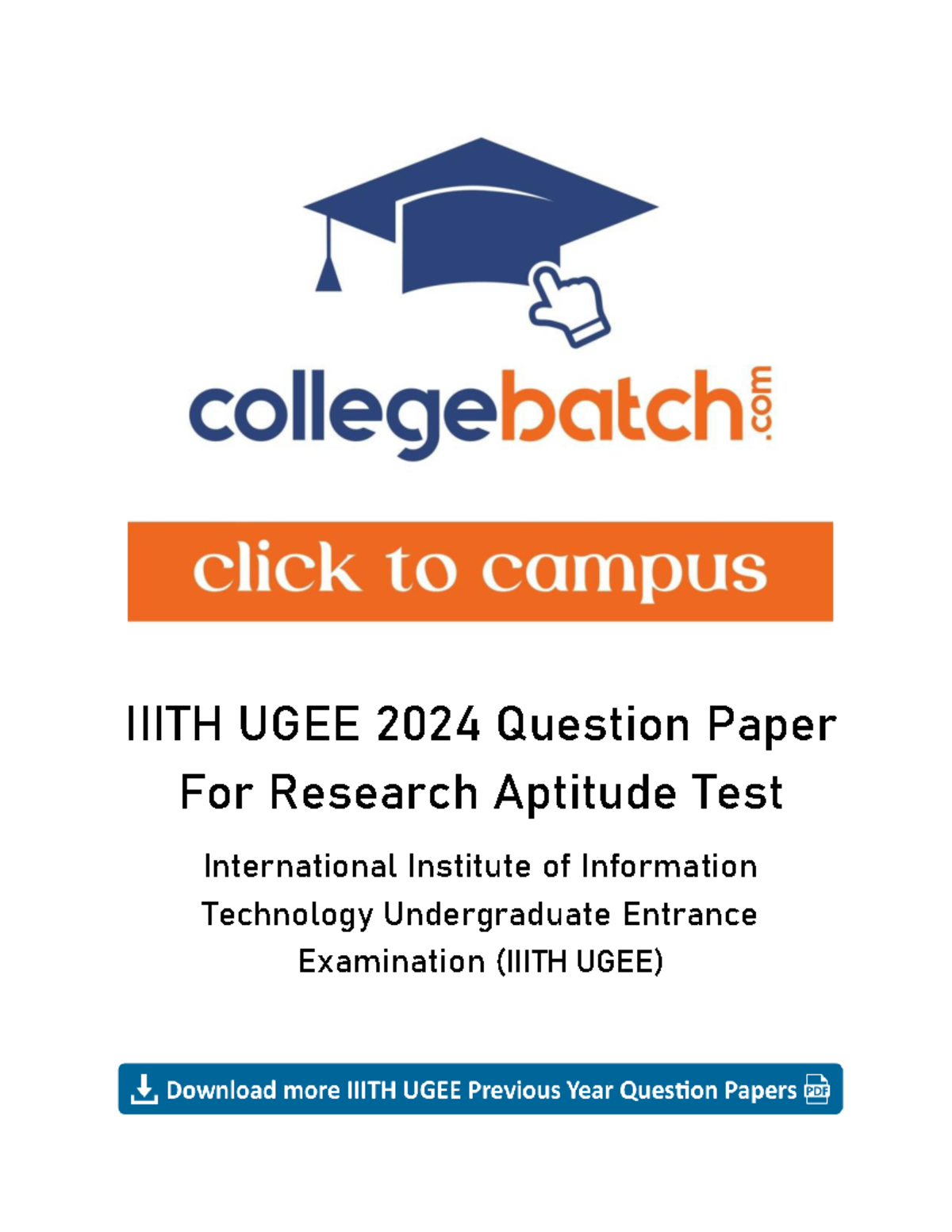 Iiith UGEE 2024 Previous Year Question Paper for REAP Test - Studocu