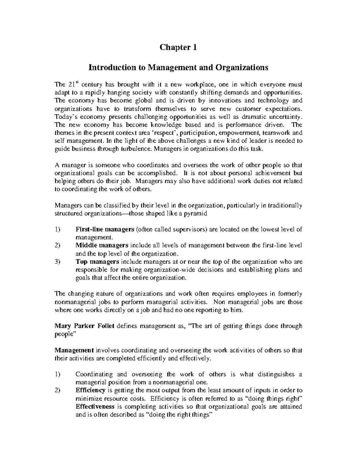 Principles of Management Notes: Intro & Org Culture Overview L.G - Studocu