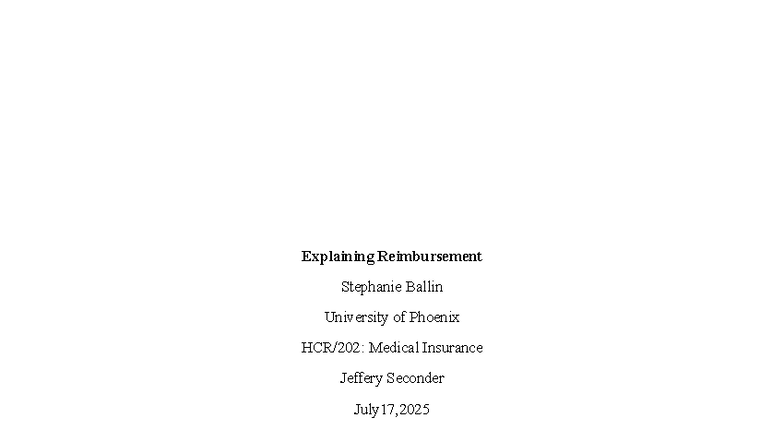 NHA 101: Understanding the Healthcare Reimbursement Process - Studocu
