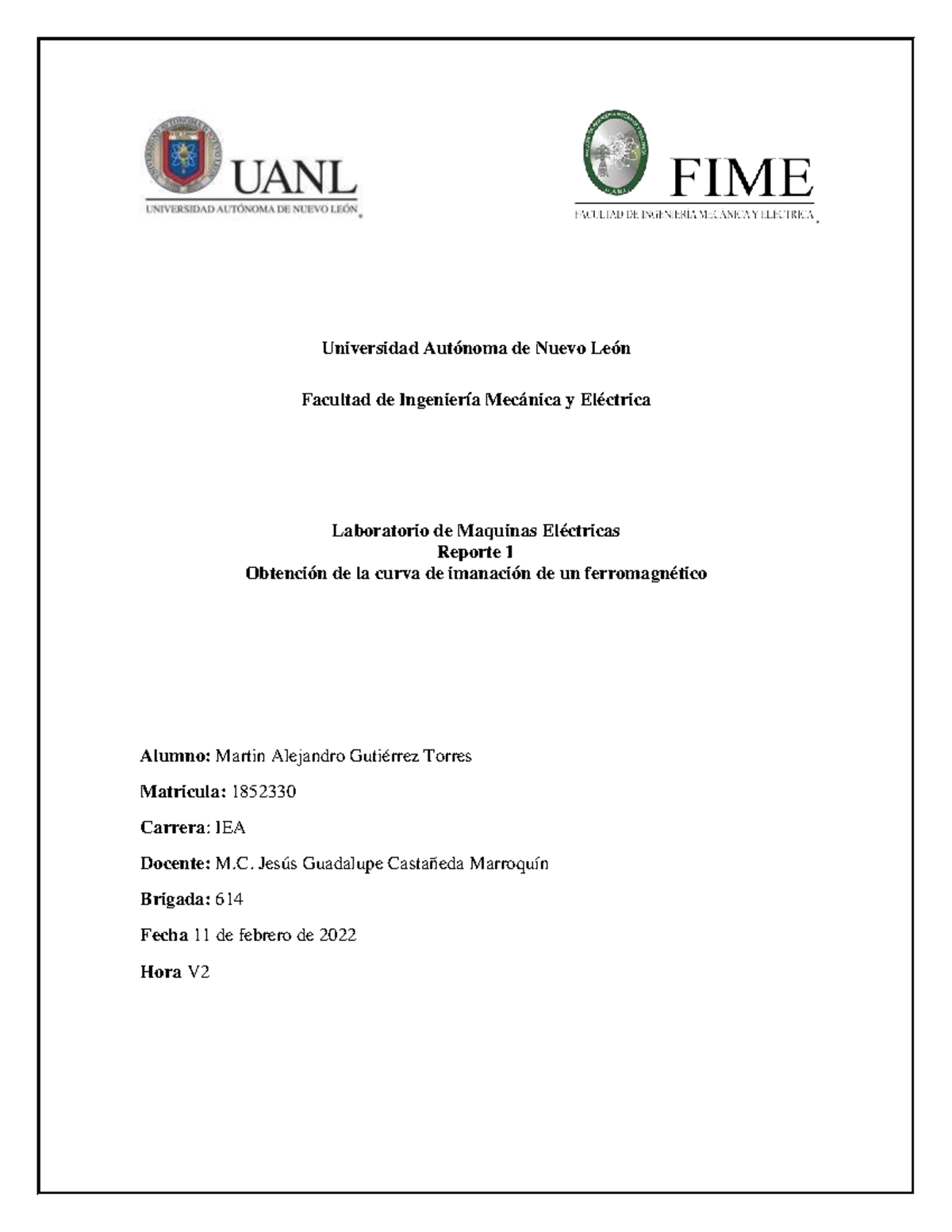 Práctica 1: Curva de Imanación en Materiales Ferromagnéticos - Studocu