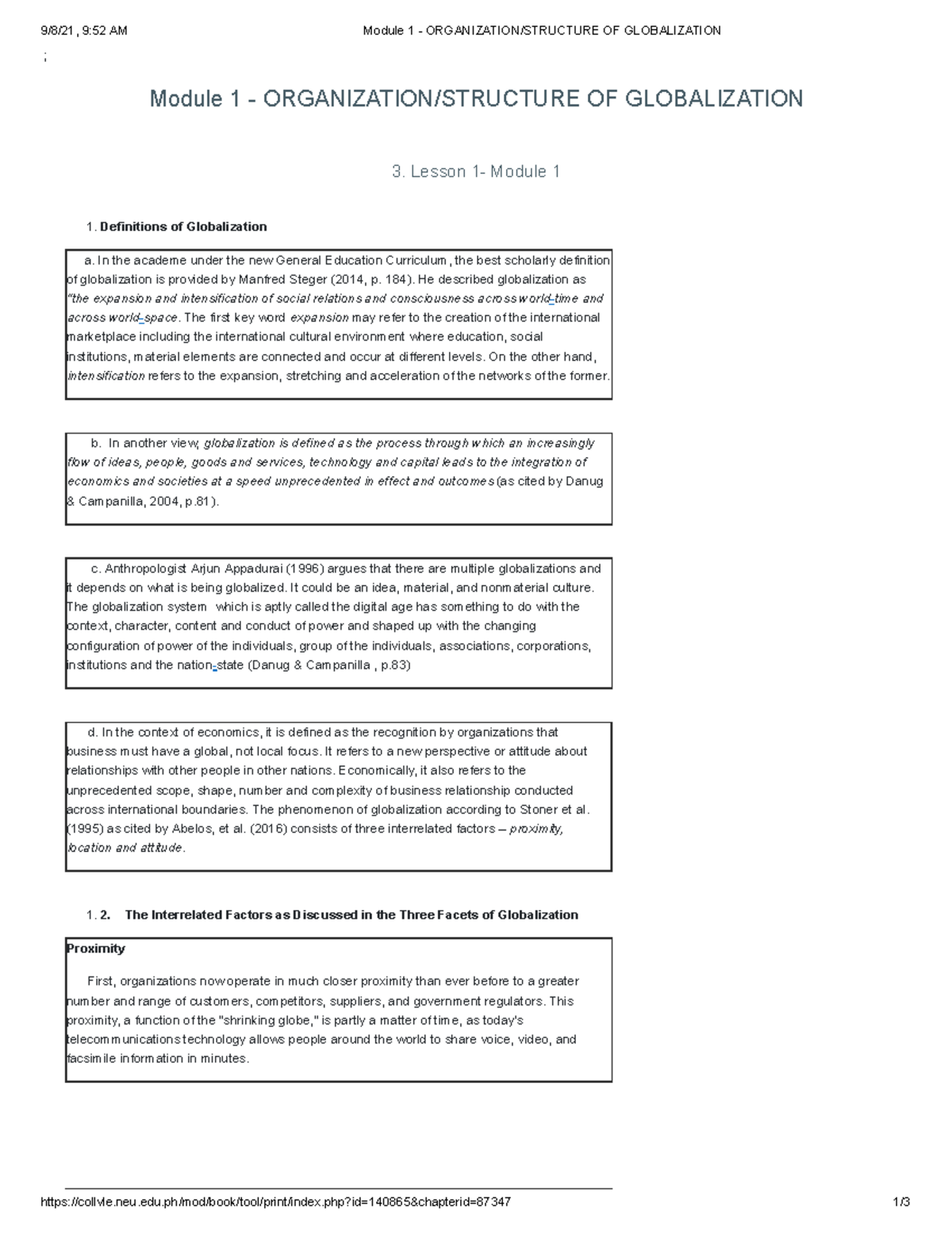 Module 1 - Organization Structure OF Globalization - 9/8/21, 9:52 AM Module 1 - - Studocu