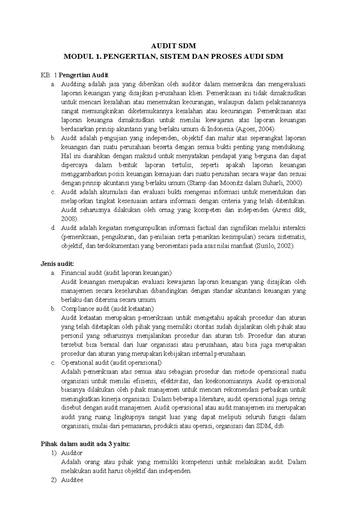 Catatan Audit SDM: Pengertian, Jenis, dan Proses Audit (KB. 1) - Studocu