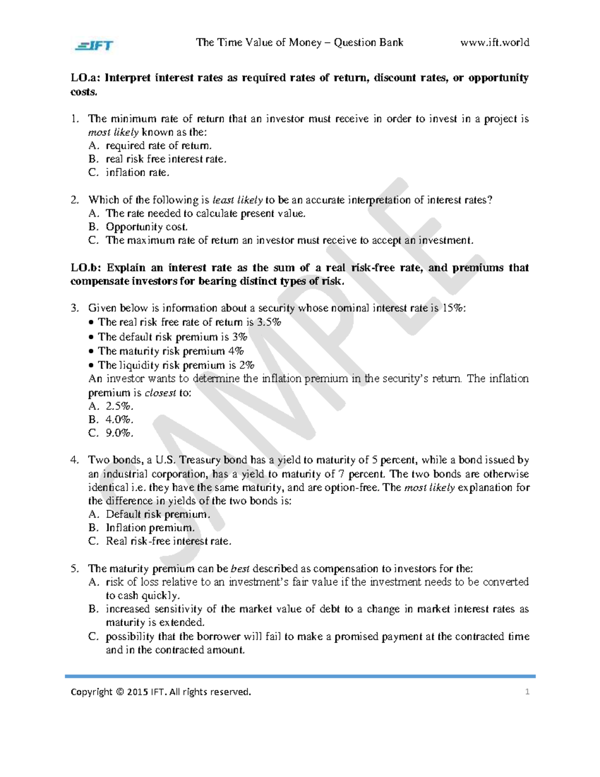 R06 Time Value of Money Question Bank: Key Concepts & Problems - Studocu