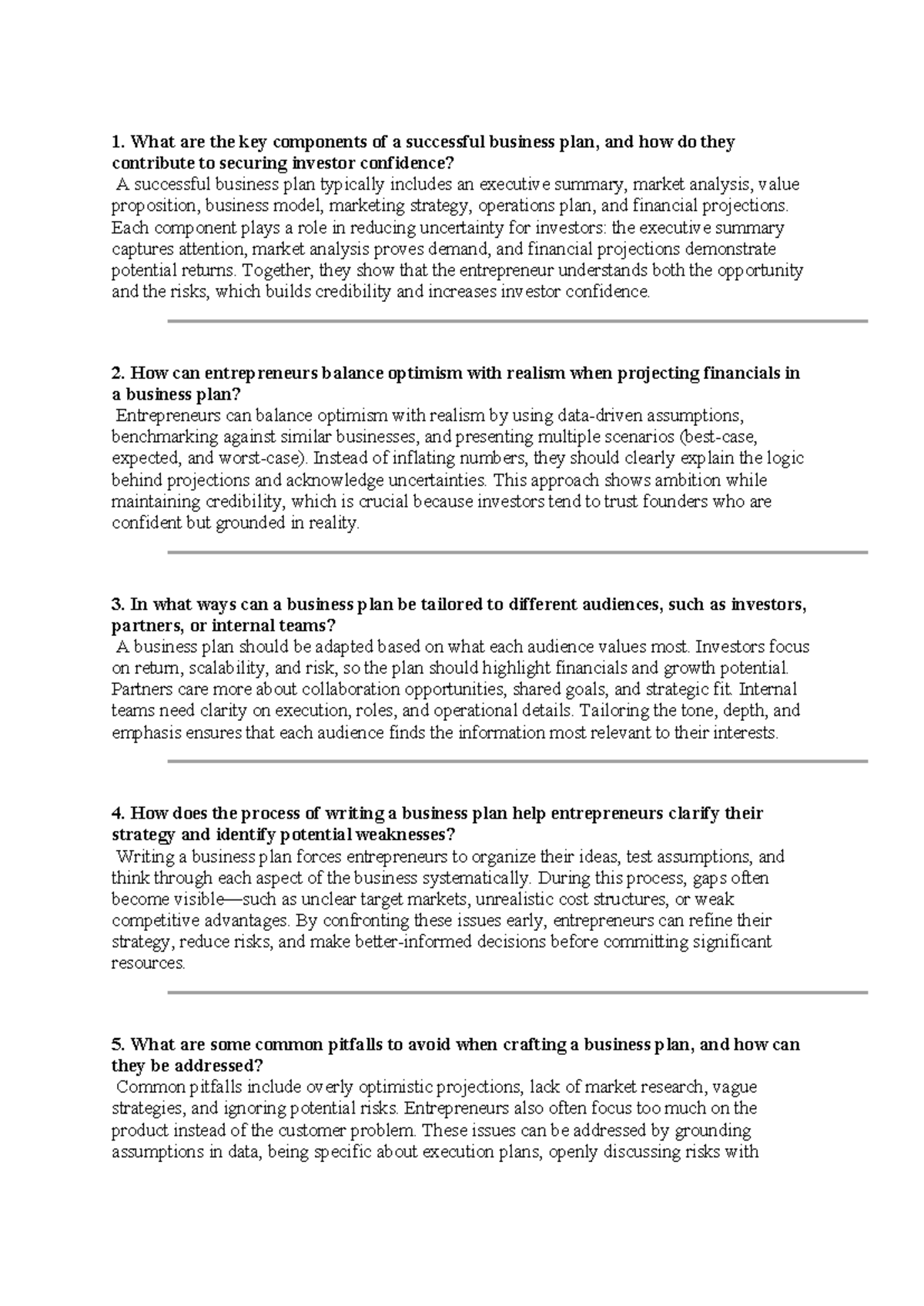 Key Components of a Successful Business Plan - GDTC2 Notes - Studocu