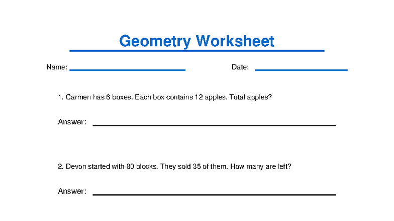 Geometry Worksheet 7: Math Problems & Solutions - Studocu