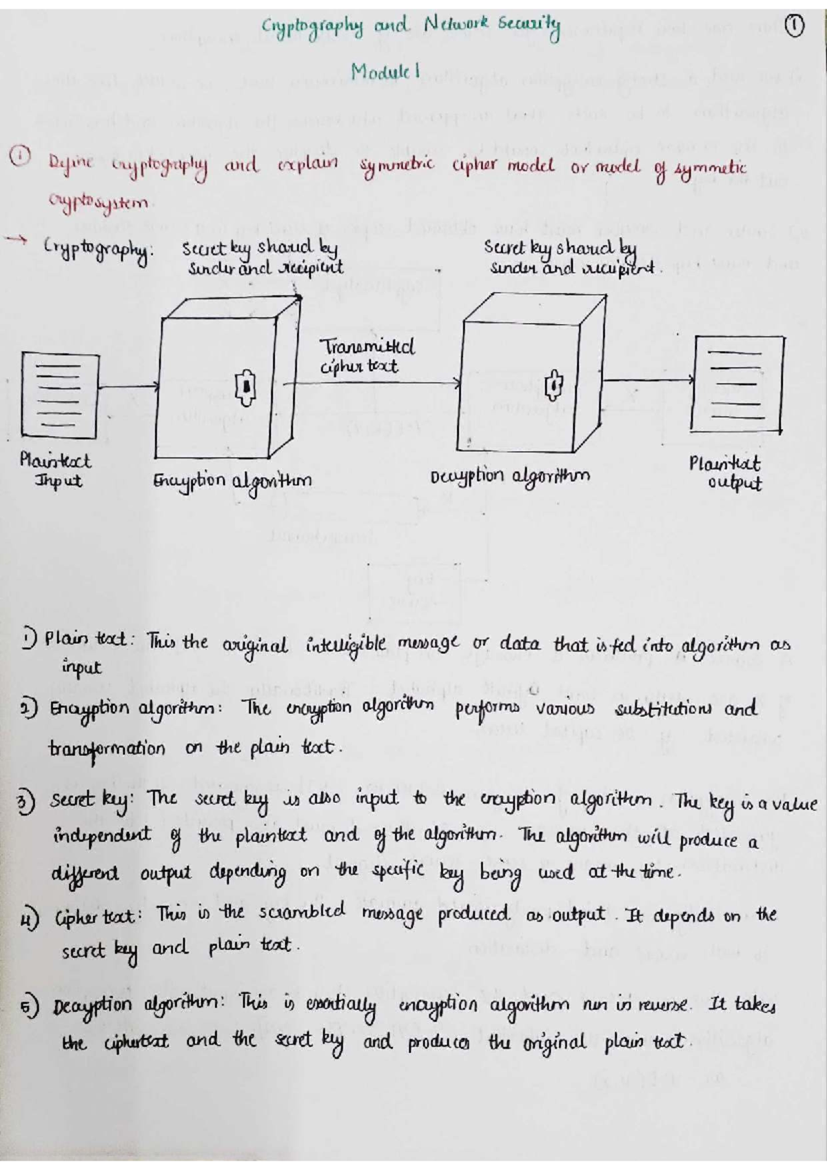 CNS 1 Module I: Overview of Cryptography and Symmetric Ciphers - Studocu