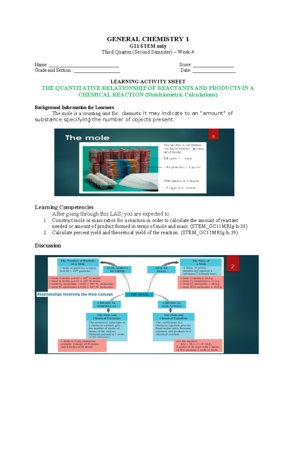 Chemical Equation - Learning Activity Sheet - GENERAL CHEMISTRY 1 G11 ...