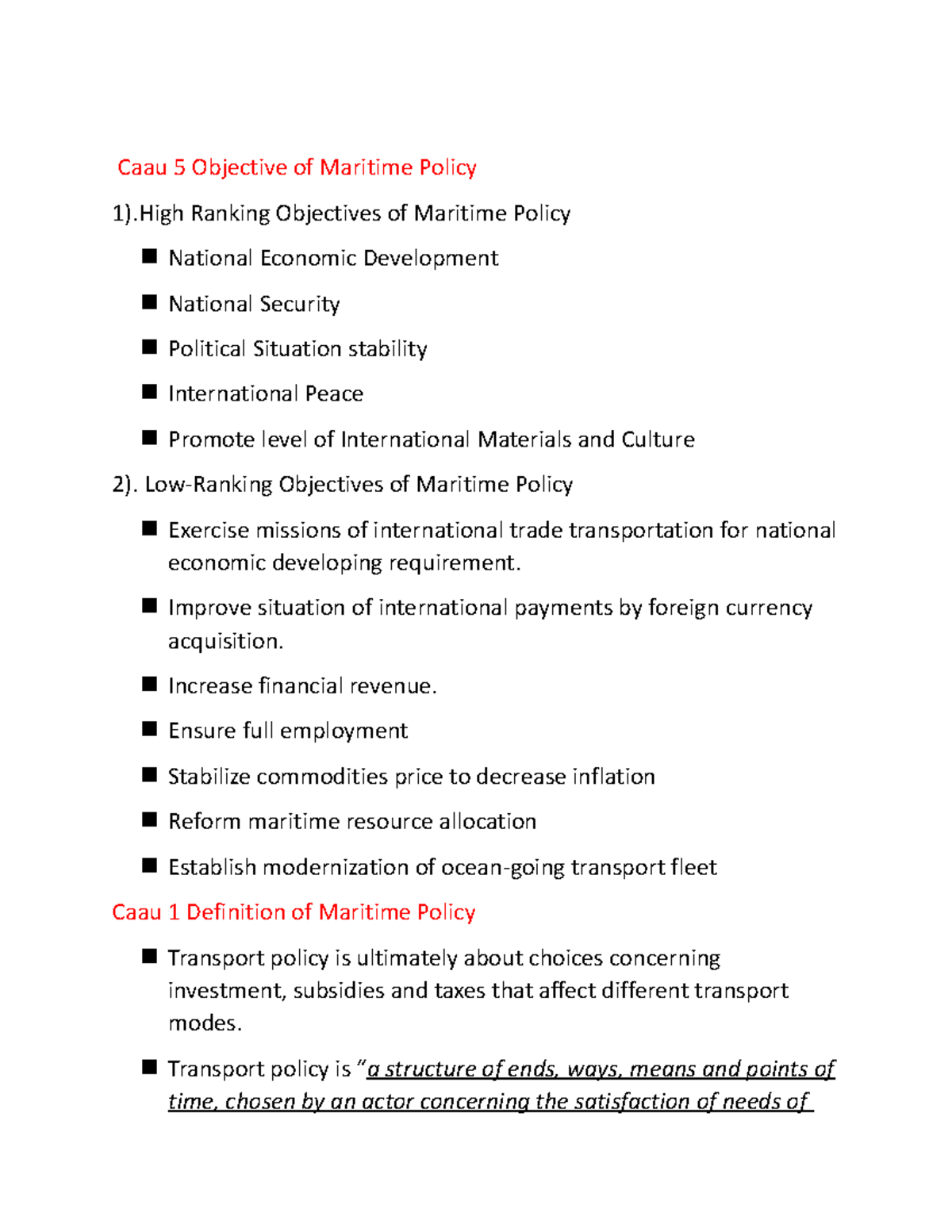 Analysing factors affecting the port service price - Caau 5 Objective ...