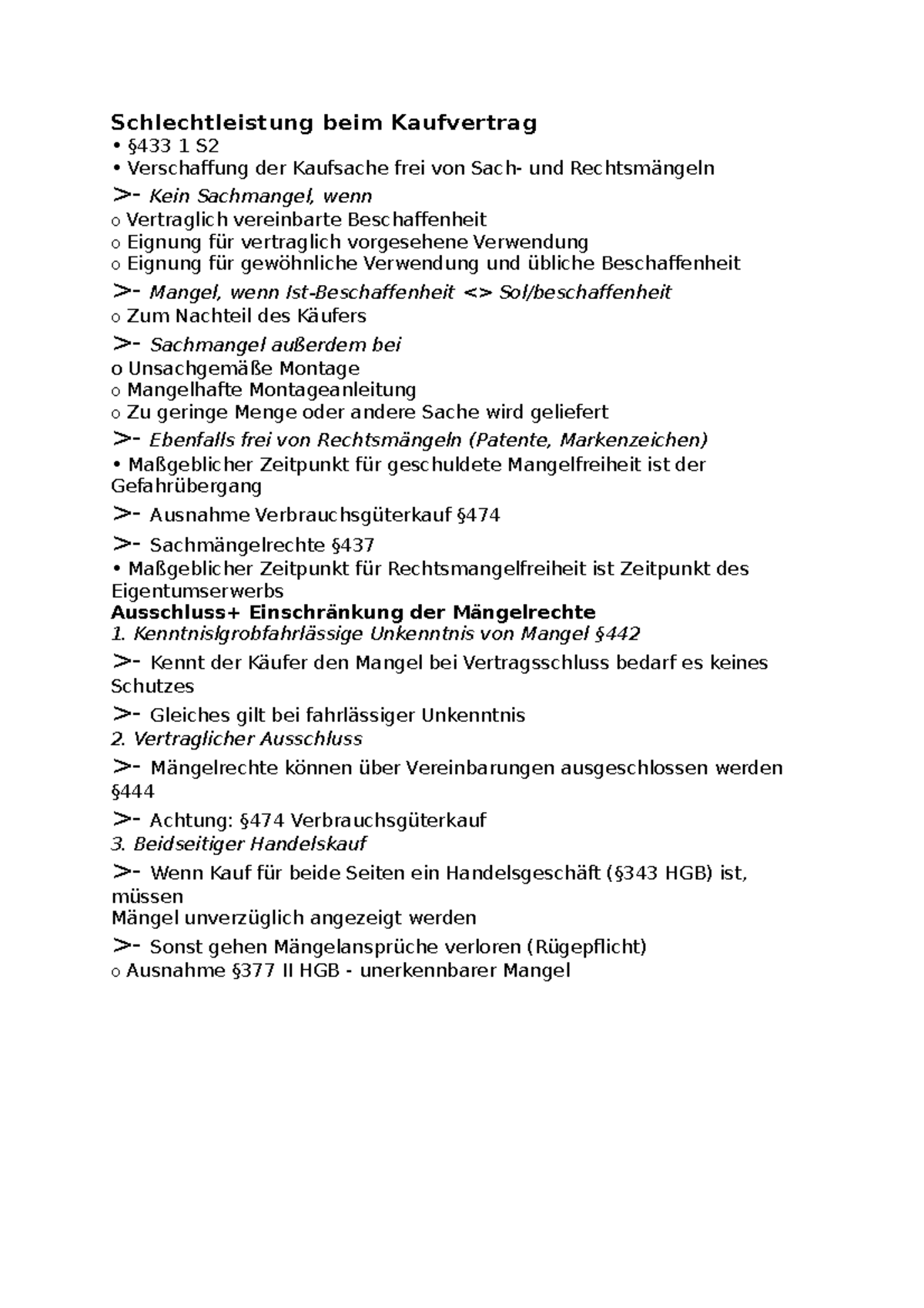 Schlechtleistung im Kaufvertrag: Mängelrechte & Klauseln (§433, §474 ...