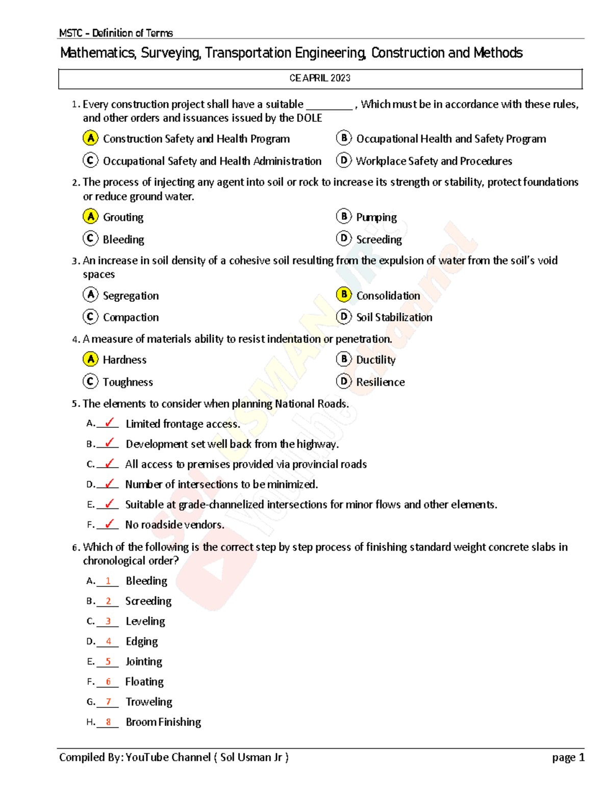 MSTC CE APRIL 2023: Definition of Terms in Civil Engineering - Studocu