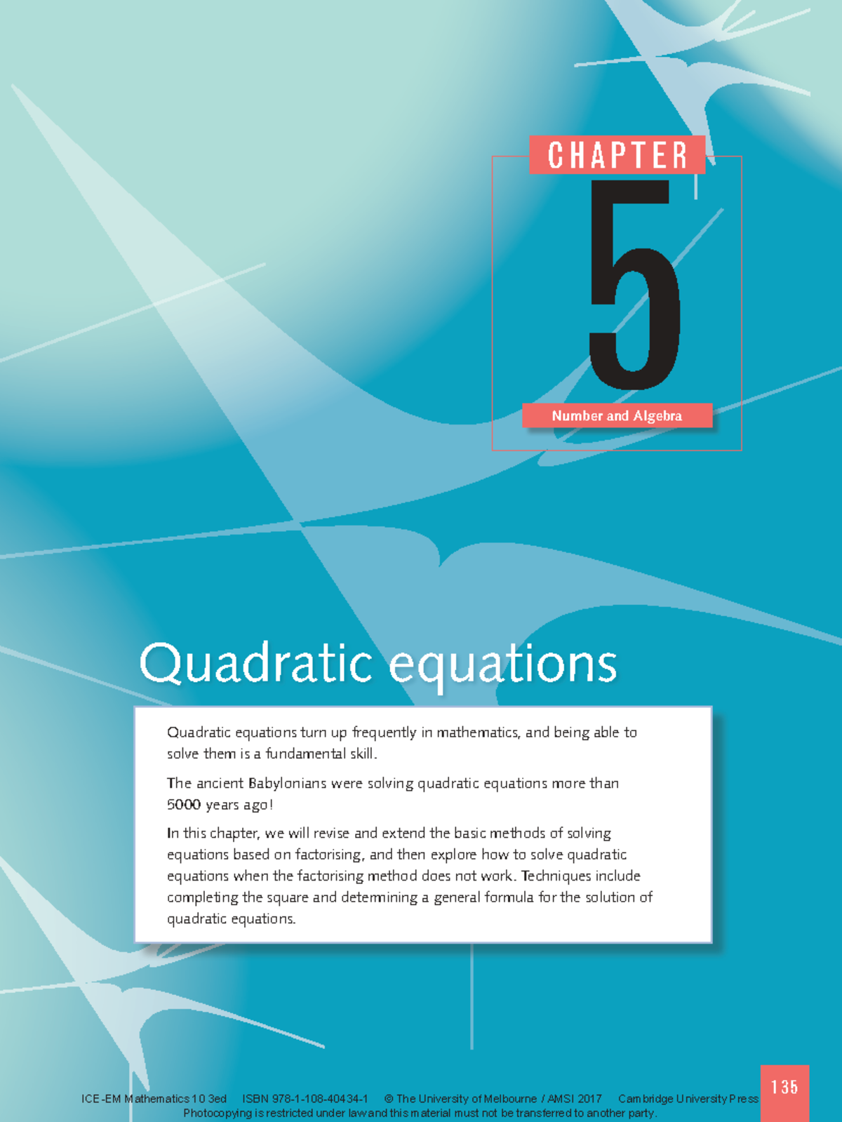 Chapter 5: Quadratic Equations in Mathematics 10 - Studocu