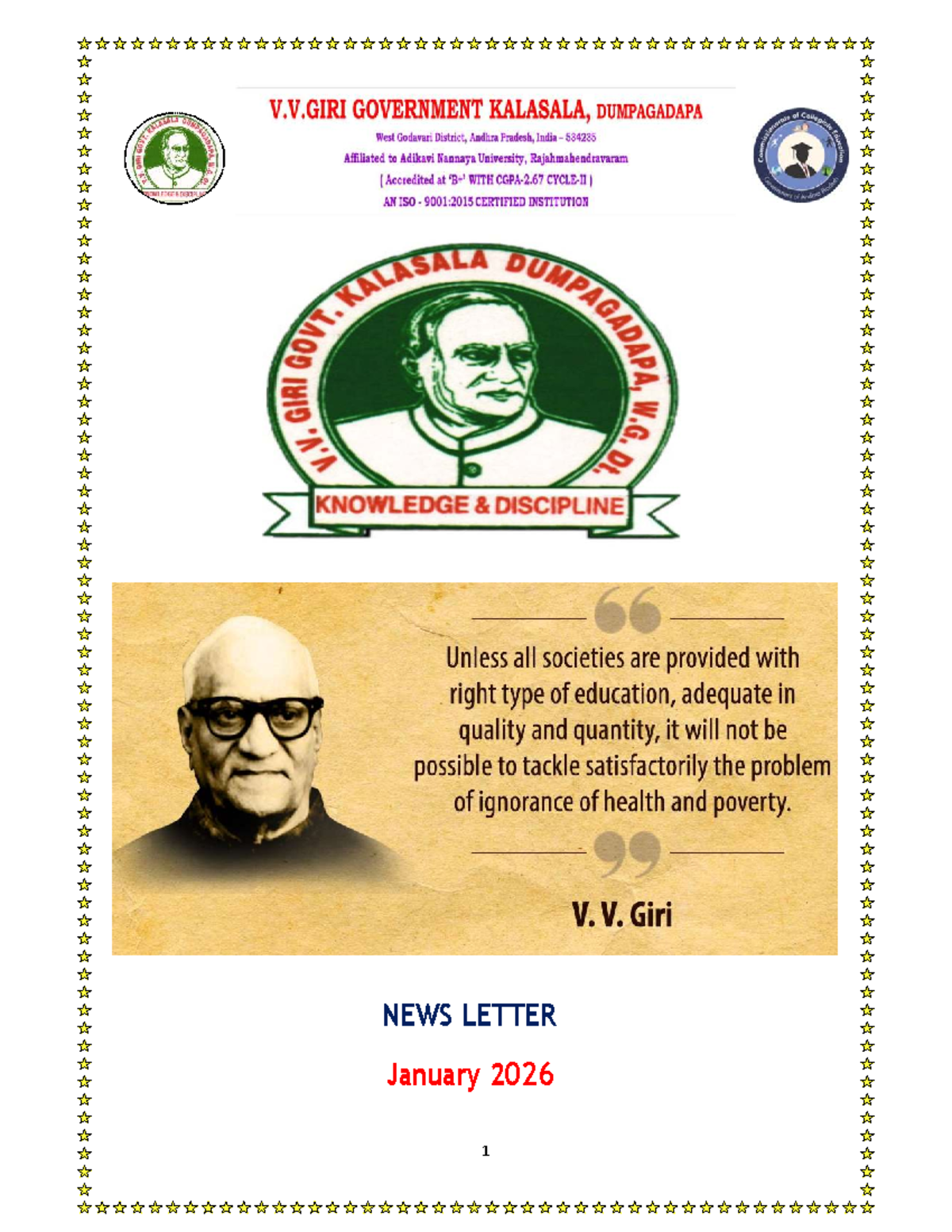 V.V. Giri Govt Degree Kalasala Newsletter - January 2026 Edition - Studocu