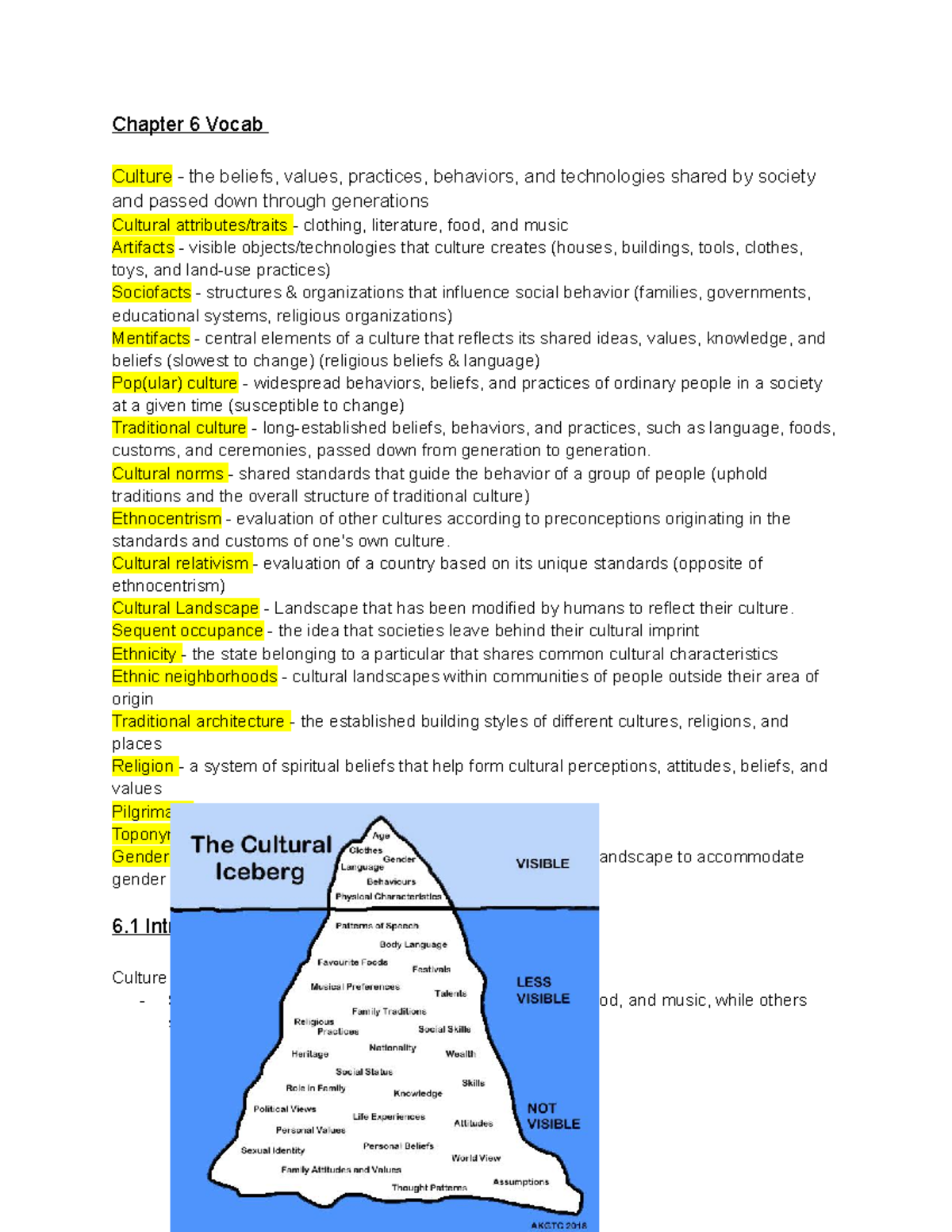 APHG Chapter 6: Key Concepts and Vocabulary on Culture - Studocu
