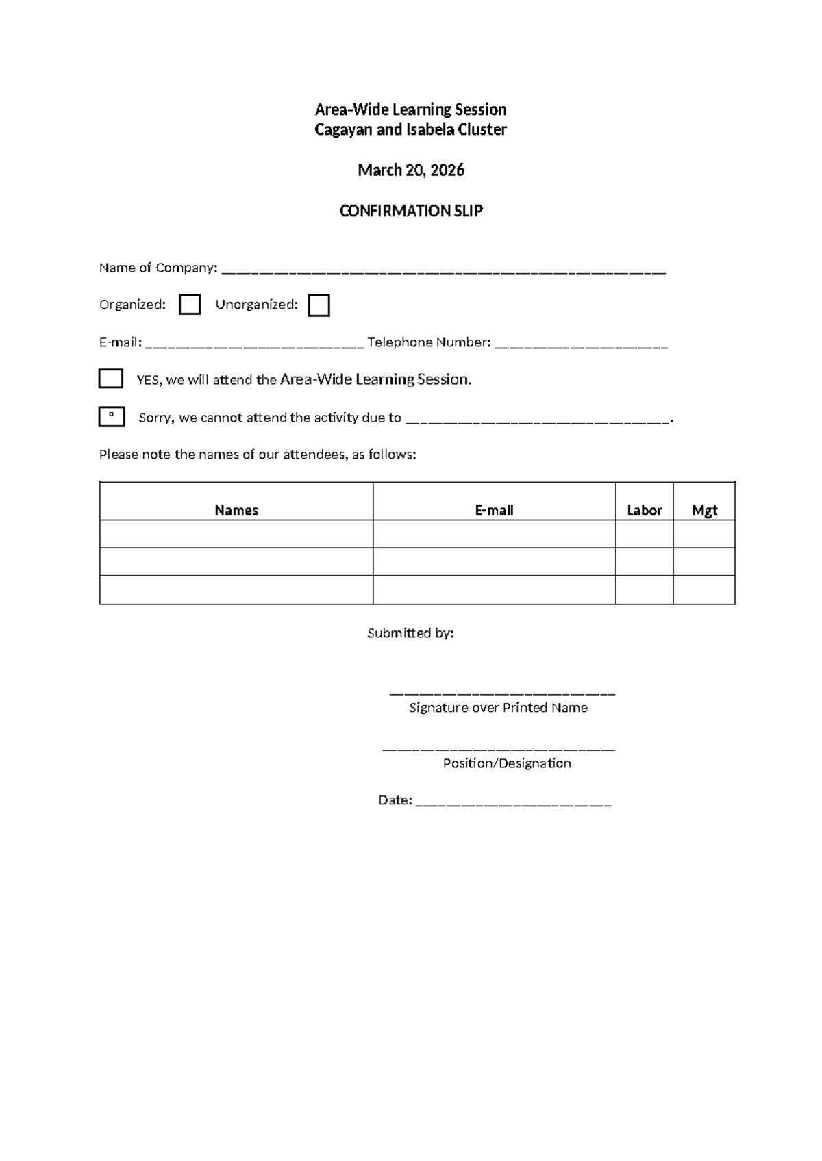Confirmation Slip - Learning Session (Tuguegarao City) March 27, 2026 ...