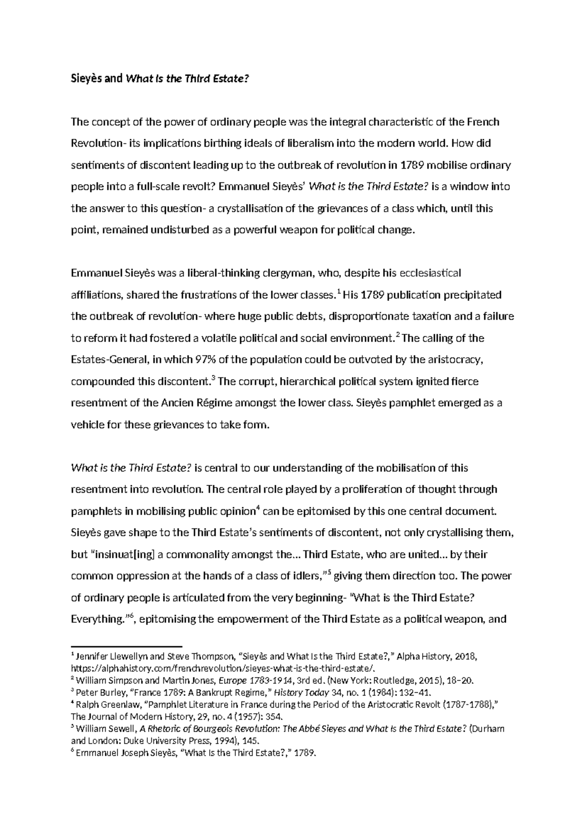 Euro Source Analysis: Sieyès and the Power of the Third Estate in 1789 ...