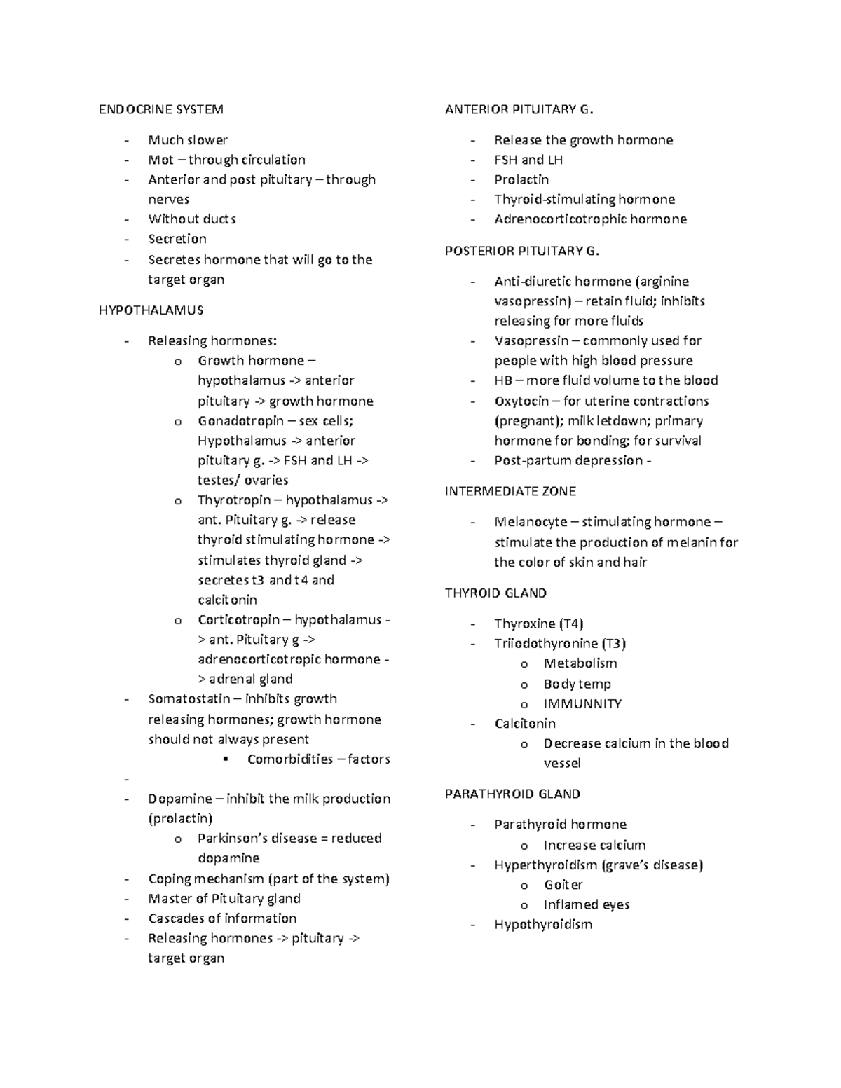 Endocrine System - In this file you can see a shortened and easy ...