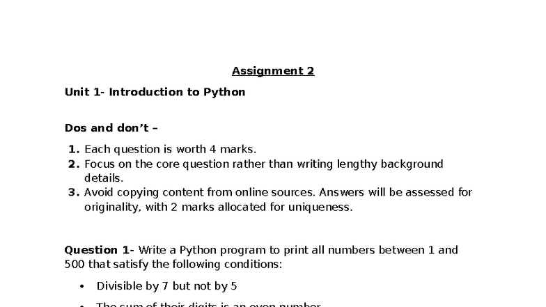 Unit 2 - Python Program Flow Control Assignment 2 (992025 1528) - Studocu
