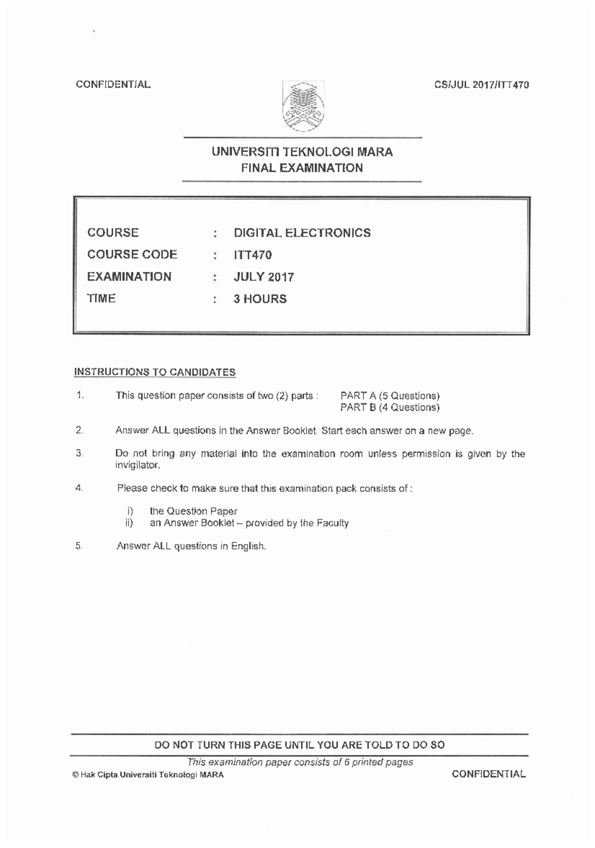 ITT470 Final Exam July 2017 - Digital Electronics Questions - Studocu