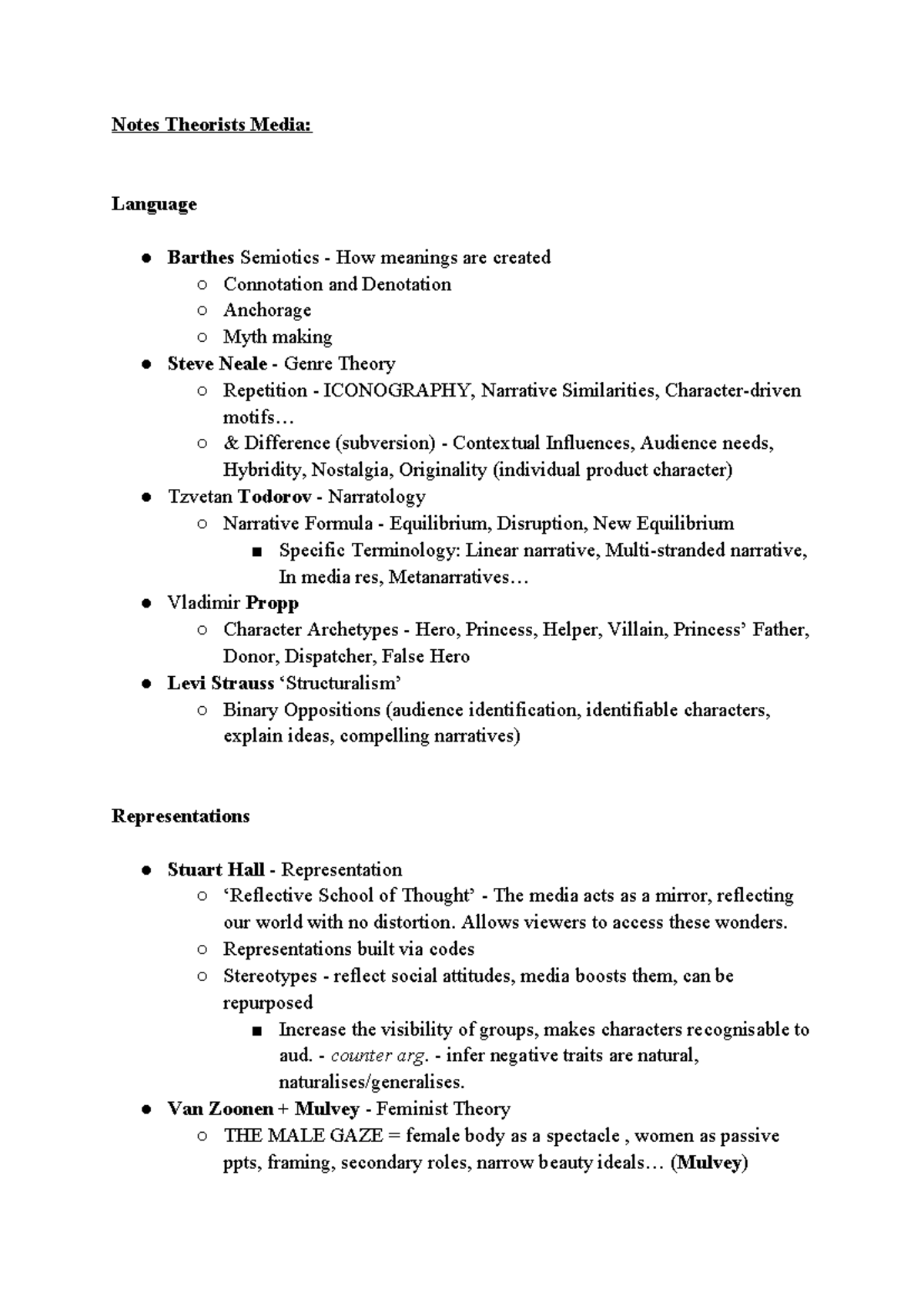 AQA Media Theorists: Key Concepts & Analysis Notes for Studies - Studocu