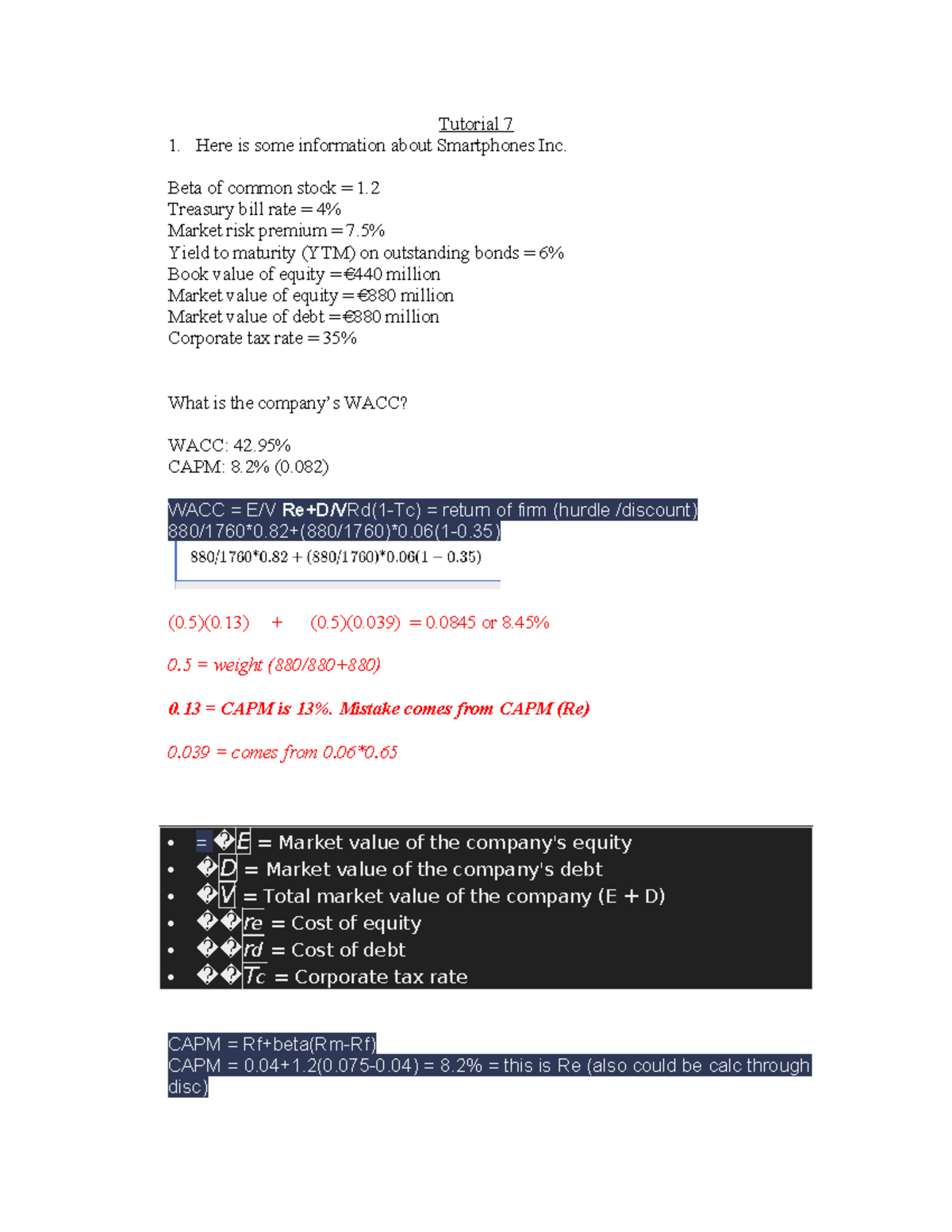 Tutorial 7 - WACC Calculations and CAPM Analysis - Studocu