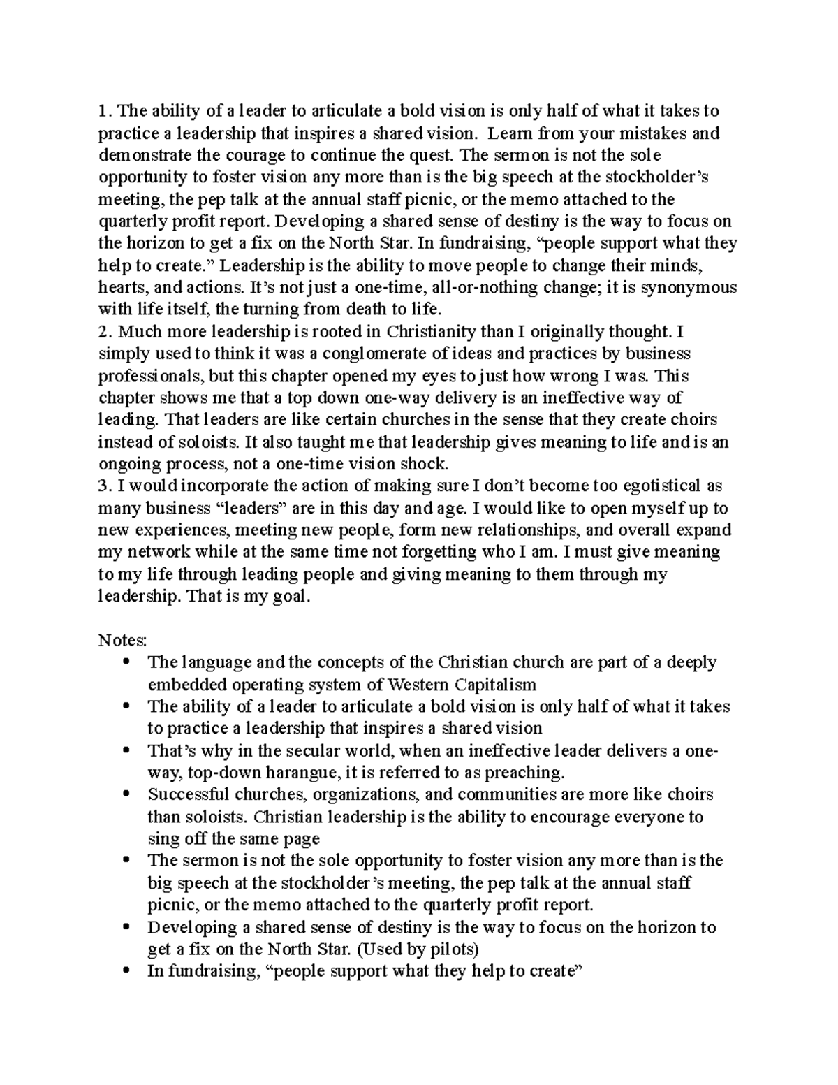 Leadership Challenge Chapter 4 - The ability of a leader to articulate ...