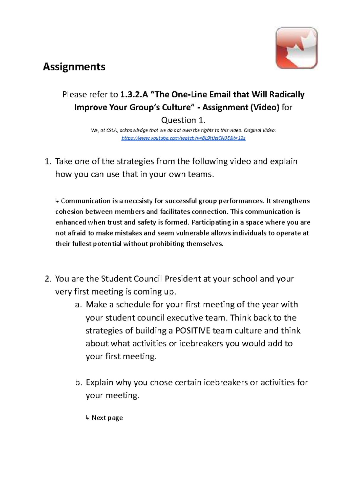 Team Culture Assignment: Strategies for Effective Communication - Studocu