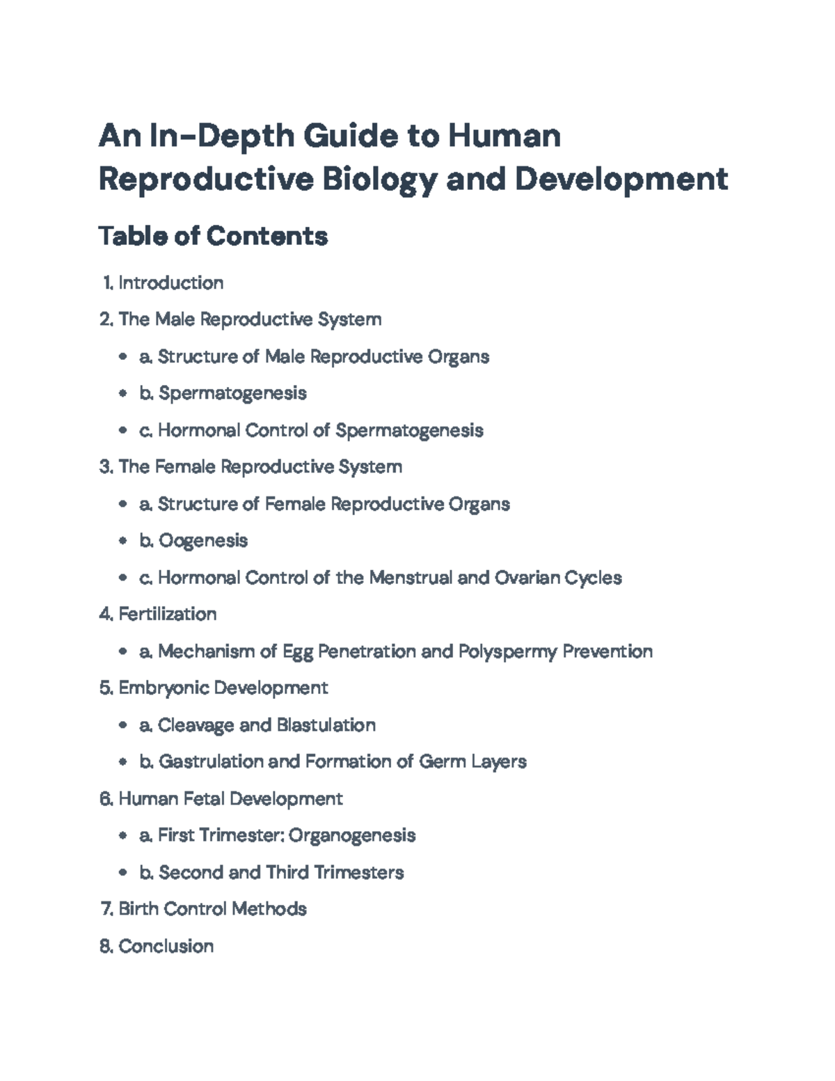 Human Reproductive Biology and Development: An Overview Guide - An In ...