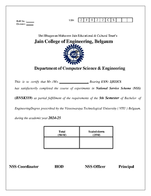 NSS report - BNSK559 - A Consolidated Report On A Con A Consolidated ...