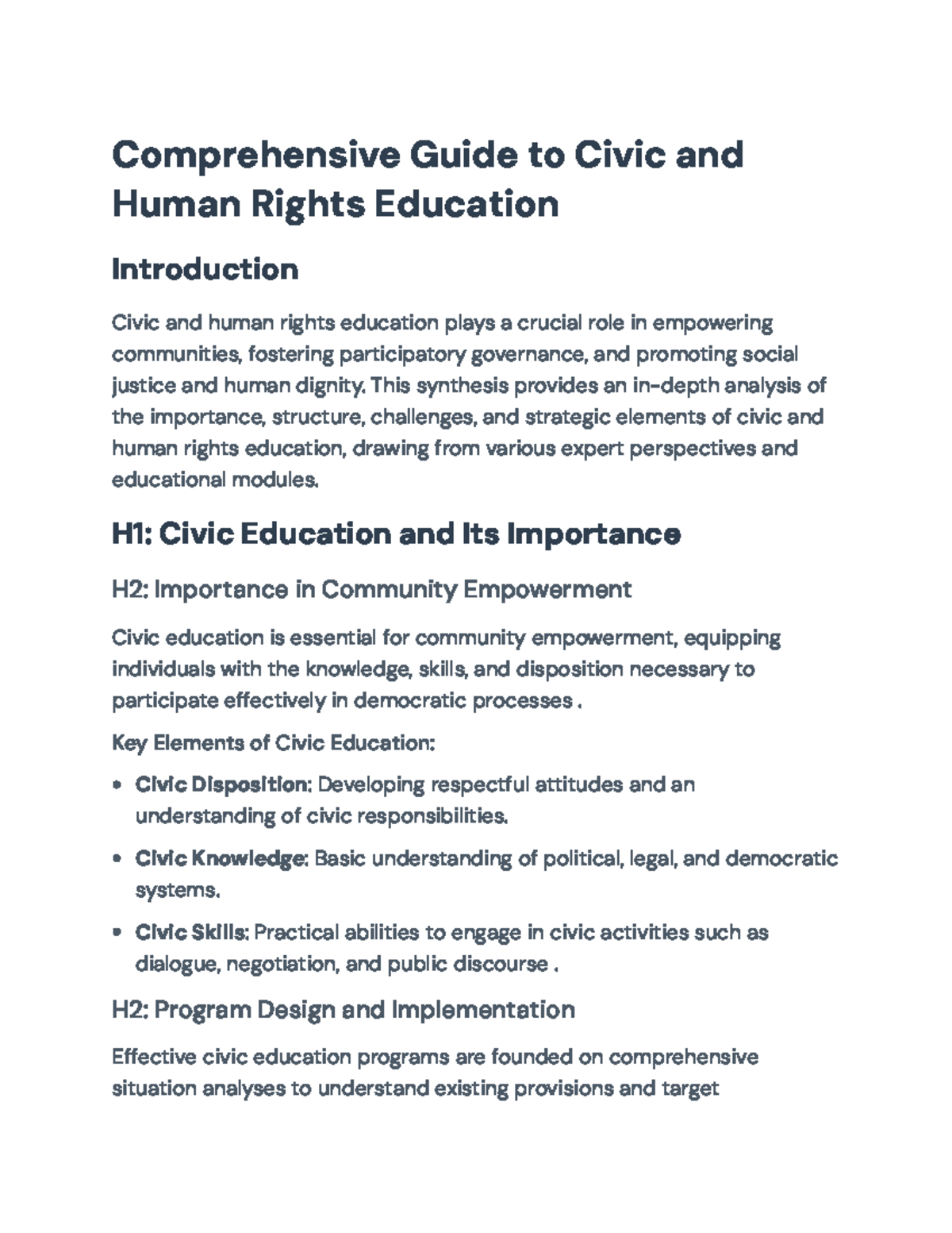 Civic and Human Rights Education: Empowering Communities for Justice ...