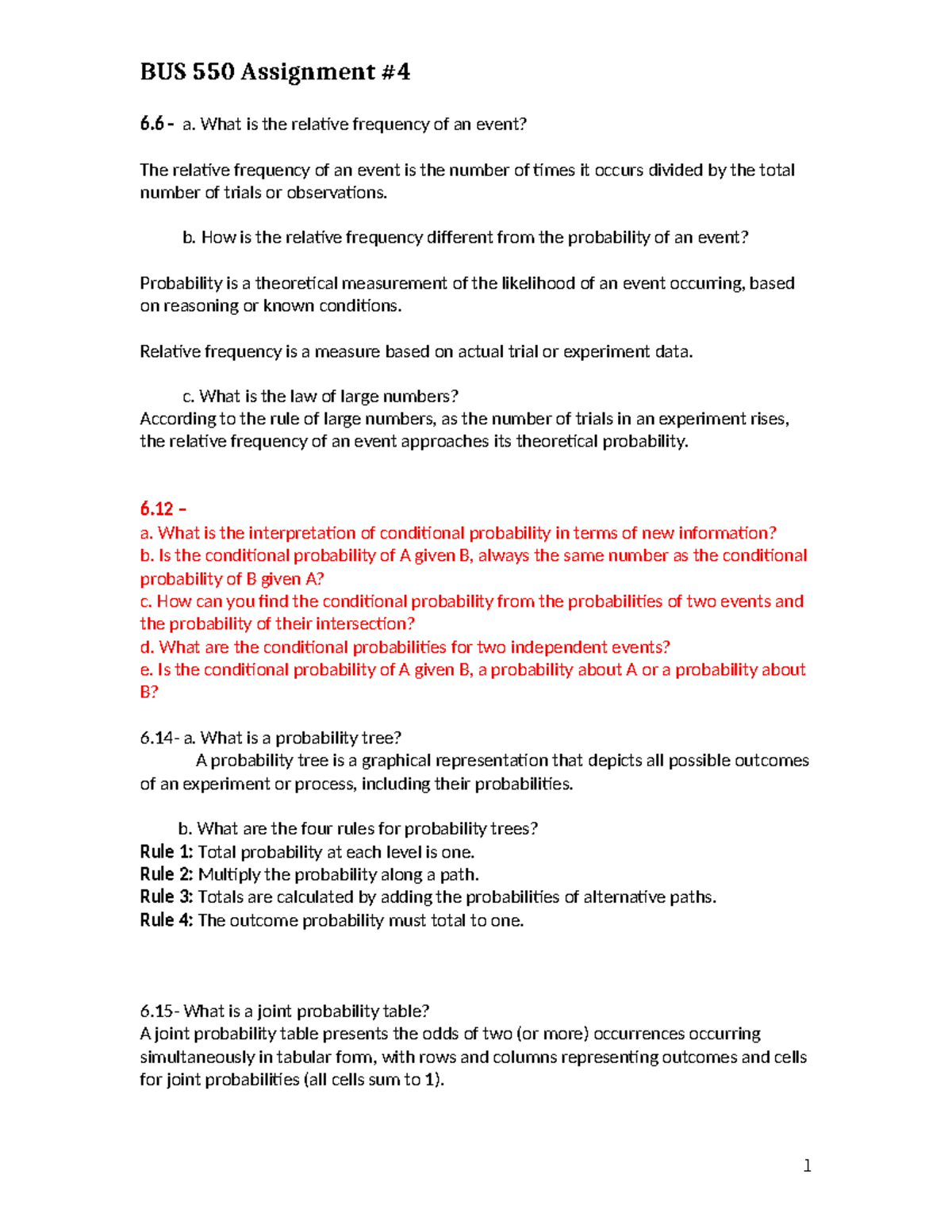 BUS 550 Assignment 6.6: Understanding Relative Frequency & Probability ...