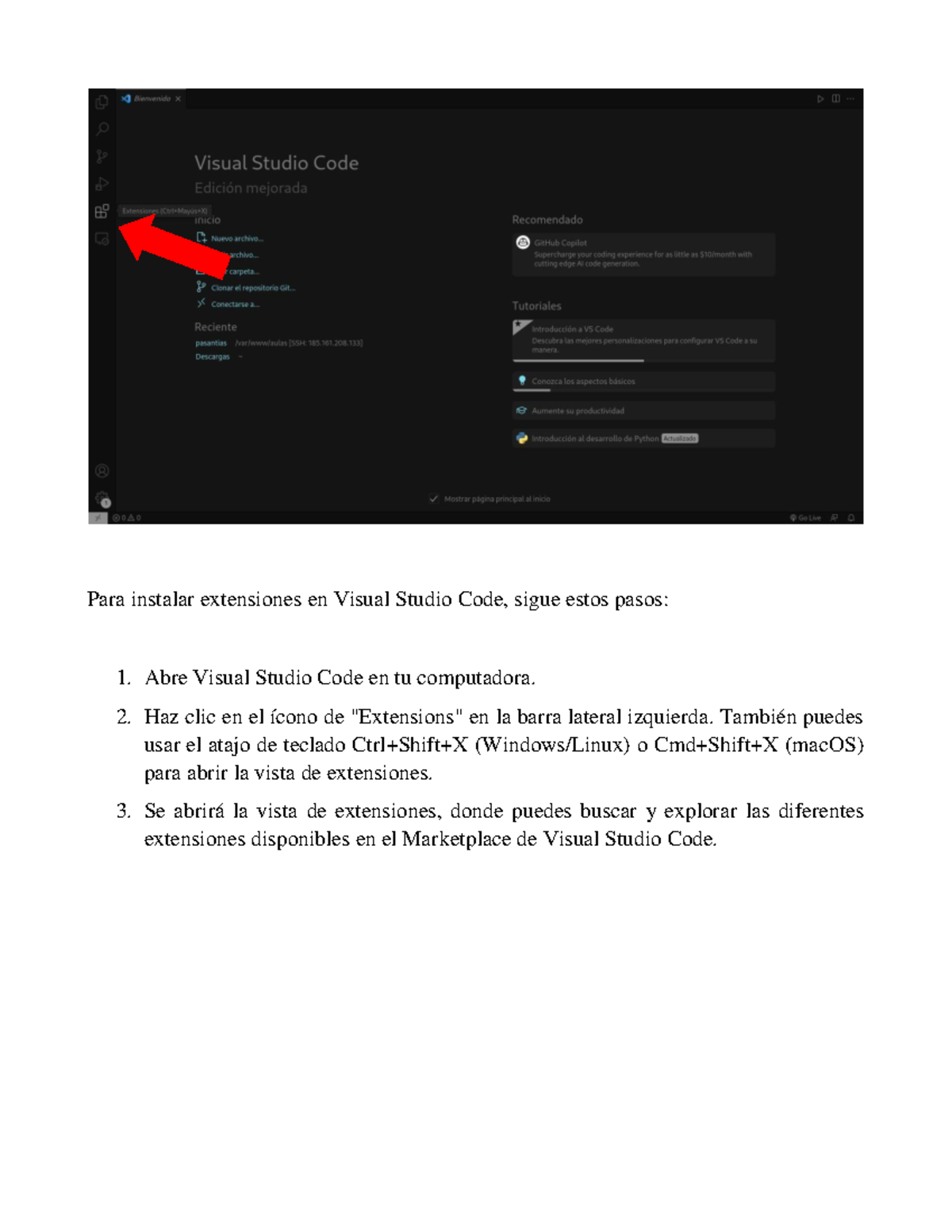 Extensiones VSC - Para instalar extensiones en Visual Studio Code ...