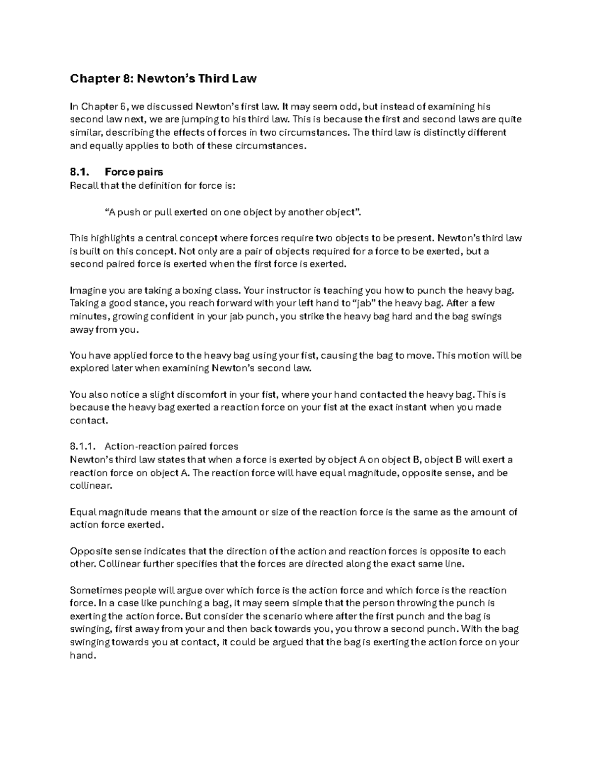 Chapter 8: Newton's Third Law and Force Pairs - Studocu